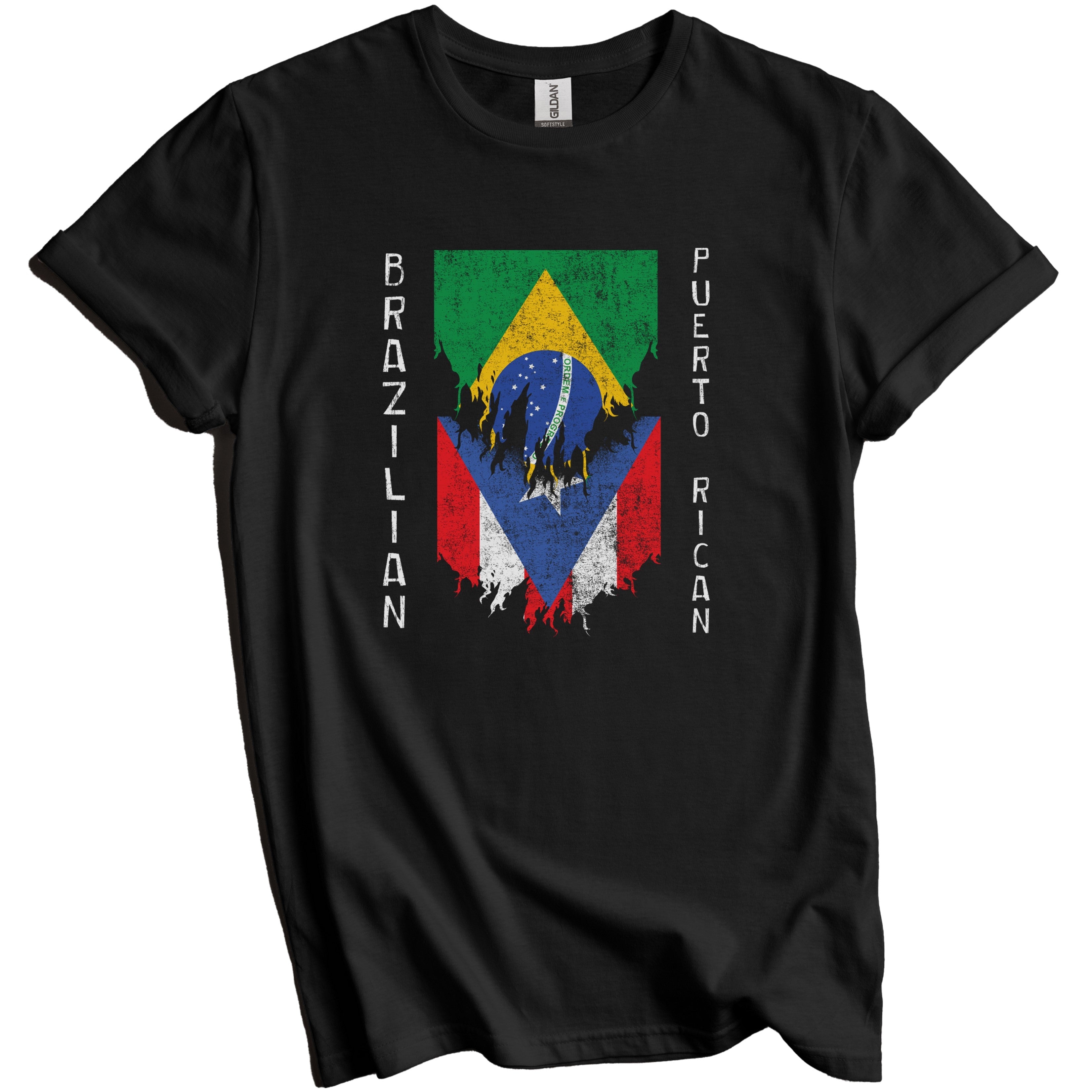 Brazilian Puerto Rican Flags Ripped Torn Brazil Puerto Rico T-Shirt ...