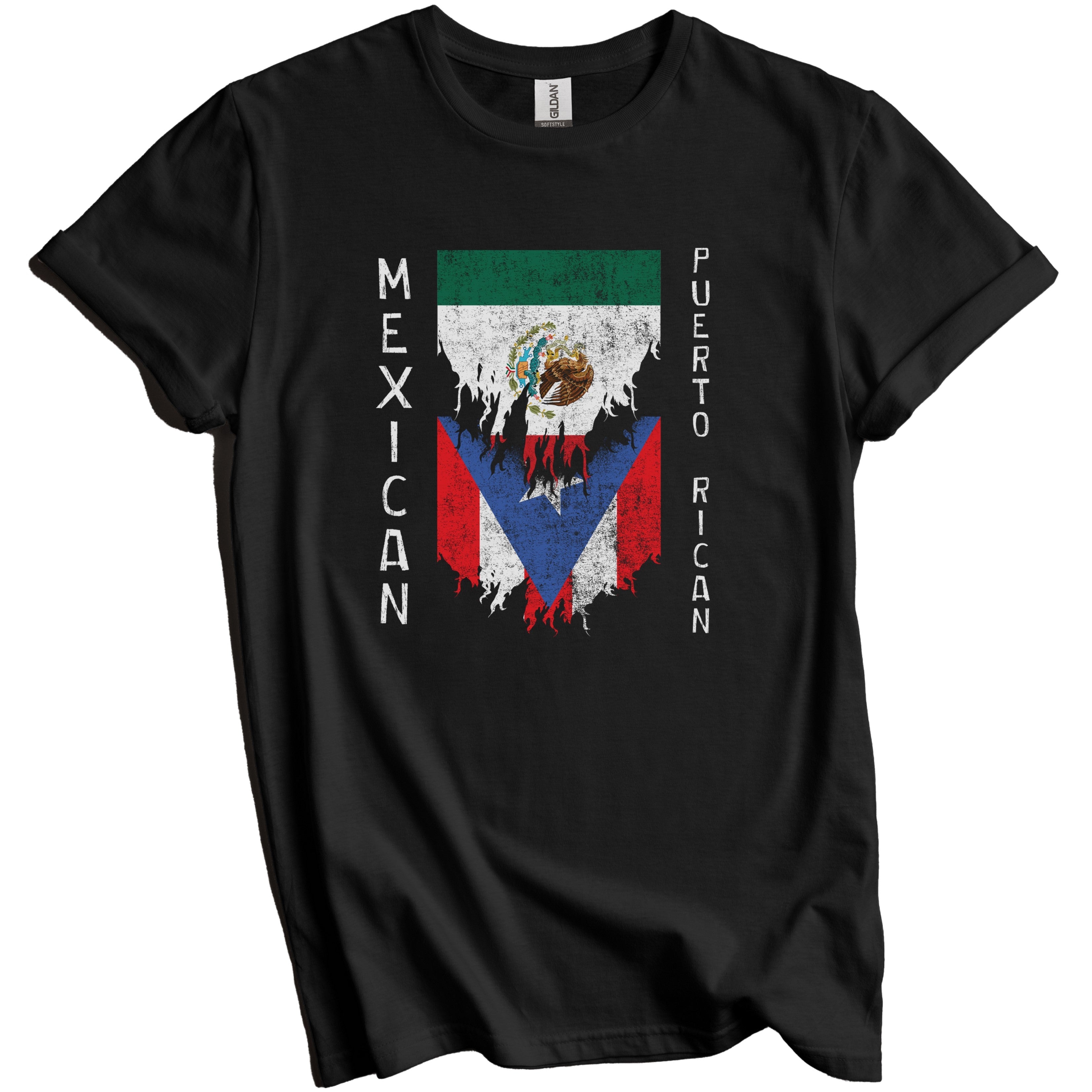 Mexican Puerto Rican Flags Ripped Torn Mexico Puerto Rico T-Shirt ...