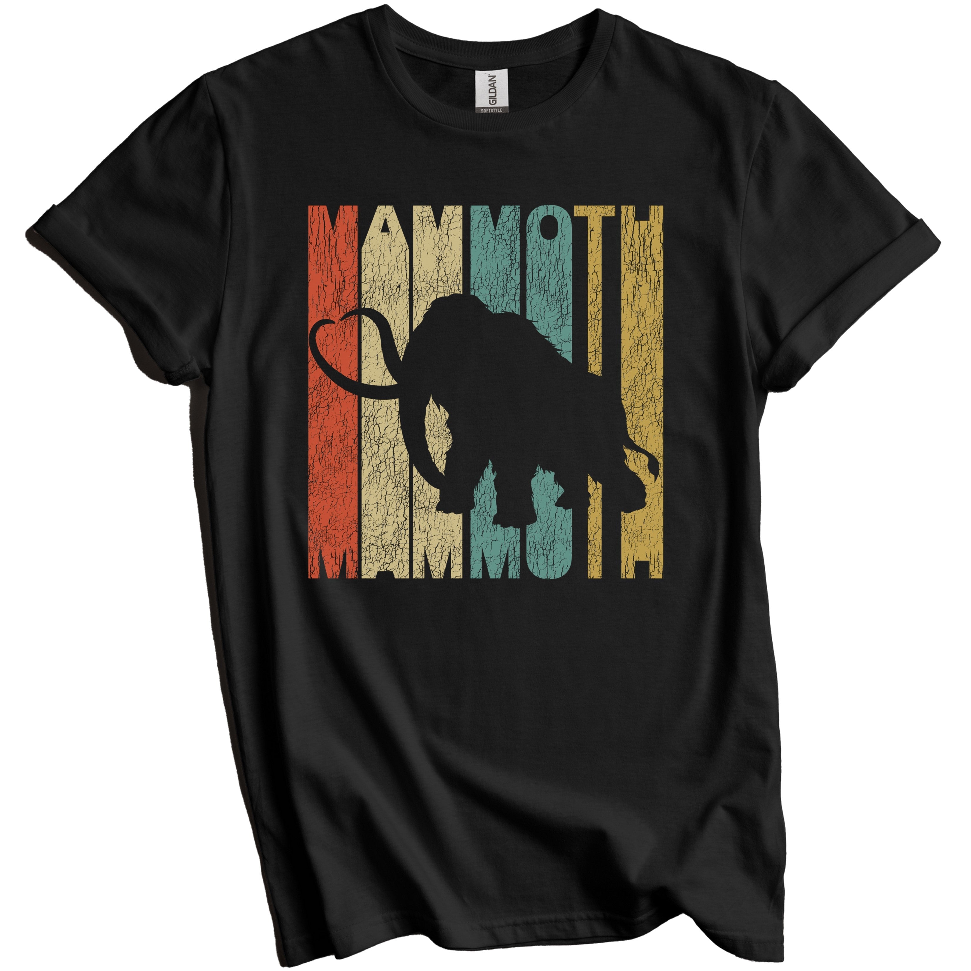 Retro Woolly Mammoth Distressed Vintage Prehistoric Animal T-Shirt ...