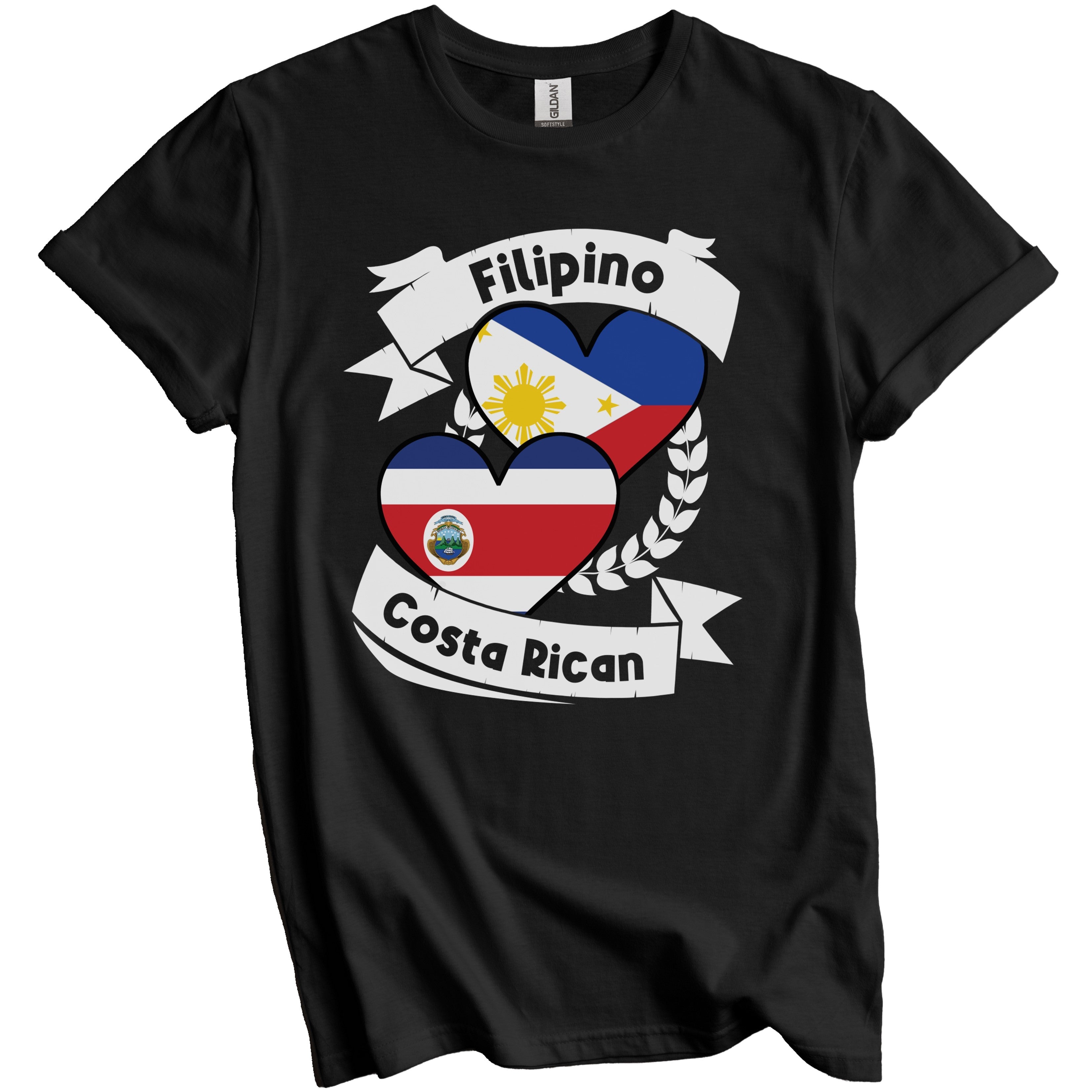 Filipino Costa Rican Heart Flags Philippines Costa Rica T-Shirt ...