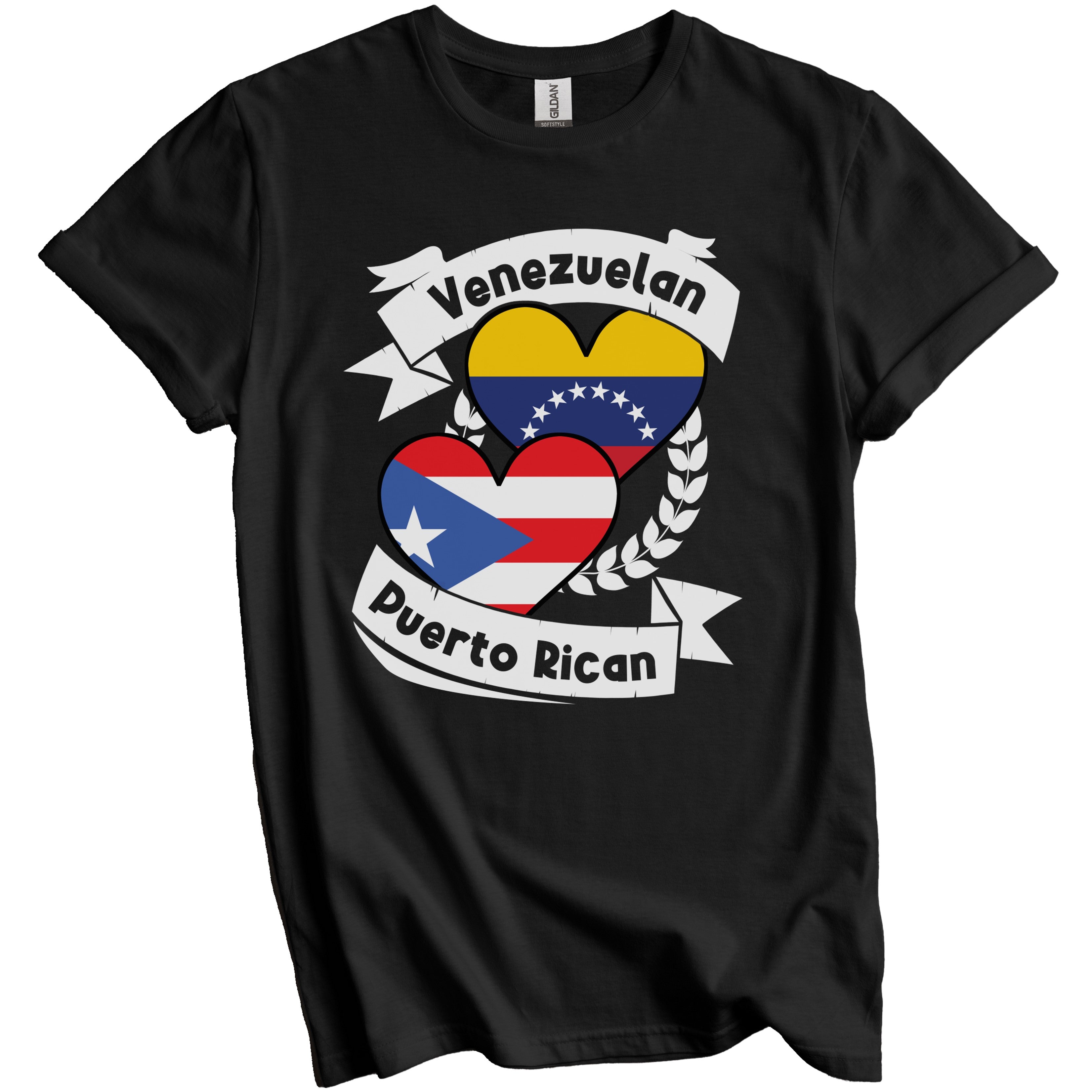 Venezuelan Puerto Rican Heart Flags Venezuela Puerto Rico T-Shirt ...