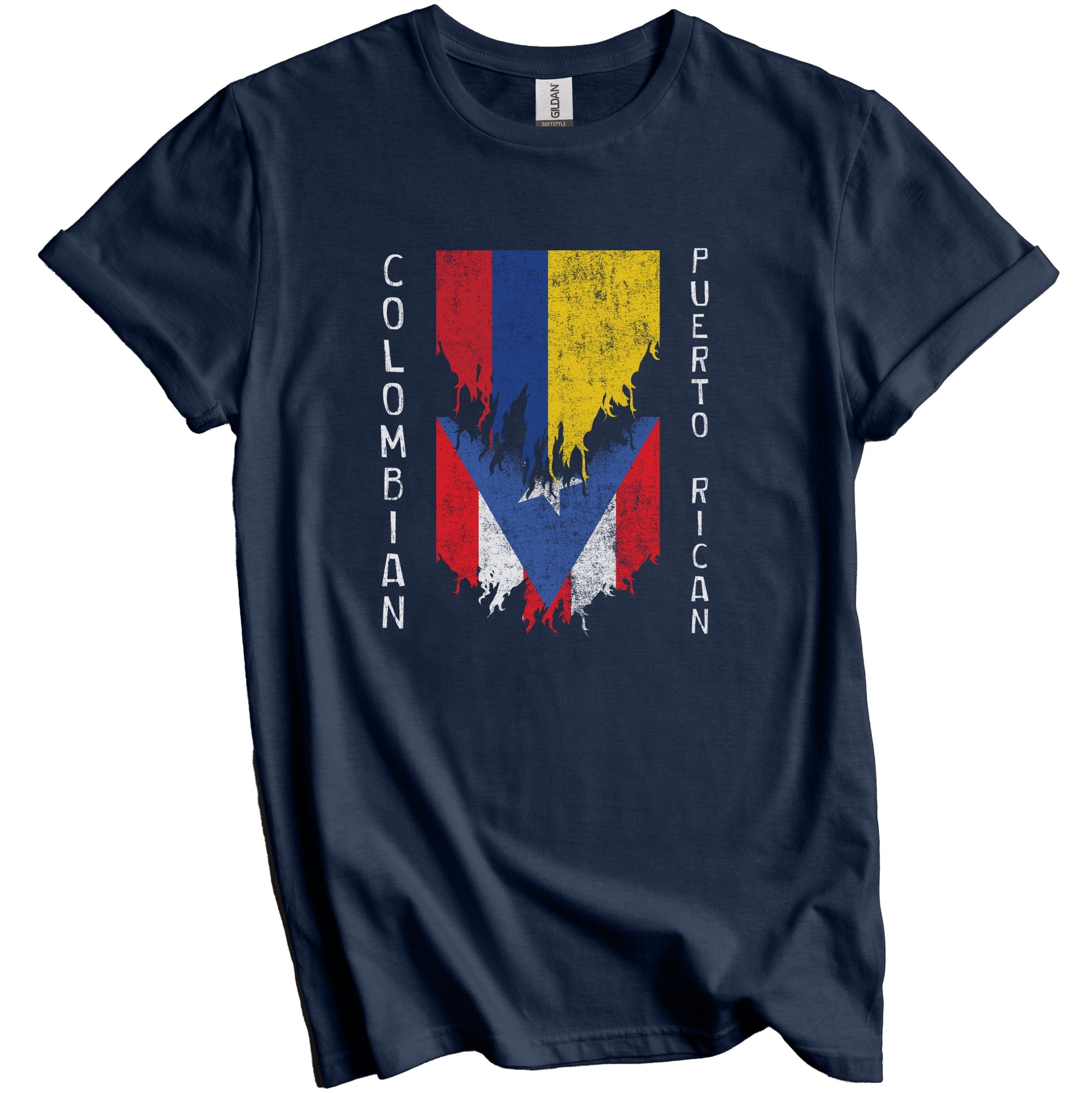 Colombian Puerto Rican Flags Ripped Torn Colombia Puerto Rico T-Shirt ...