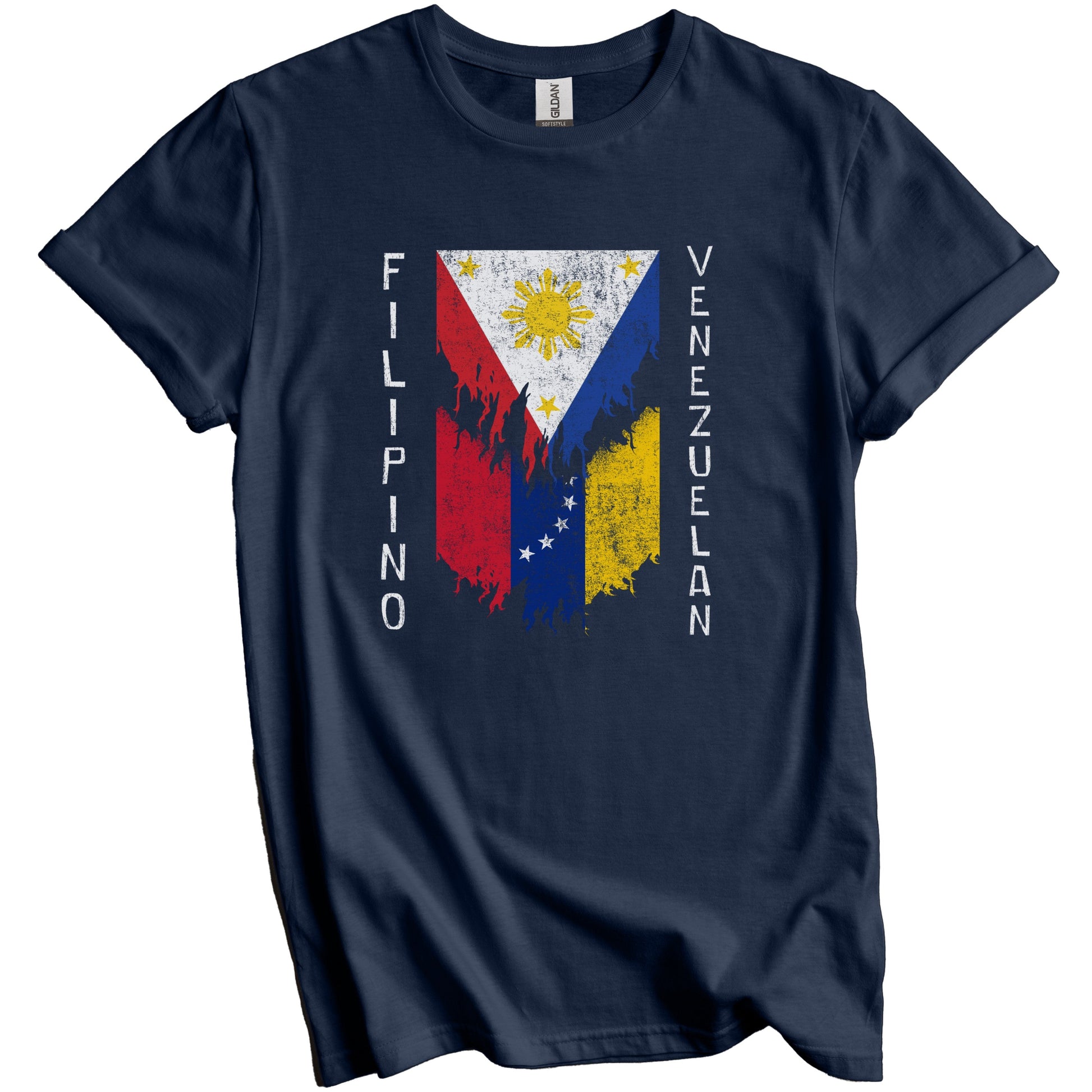 Filipino Venezuelan Flags Ripped Torn Philippines Venezuela T-Shirt ...