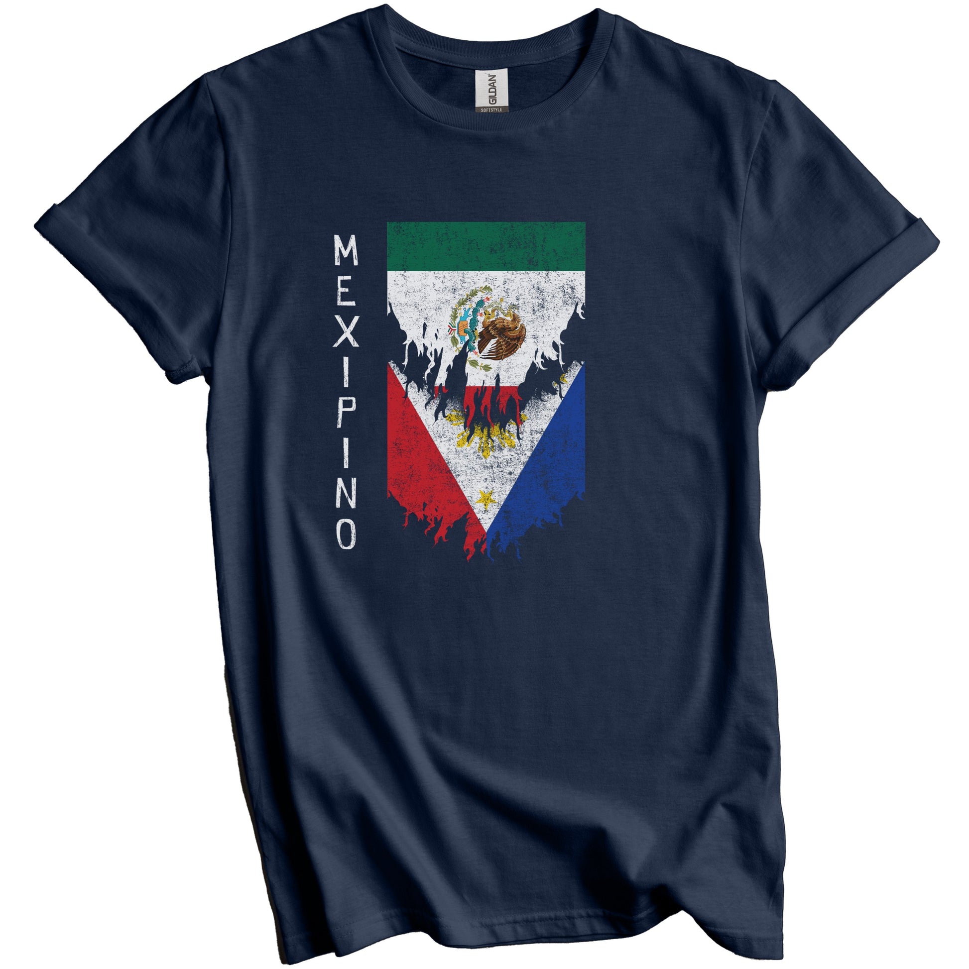 Mexican Filipino Flags Ripped Mexico Philippines Mexipino T-Shirt ...