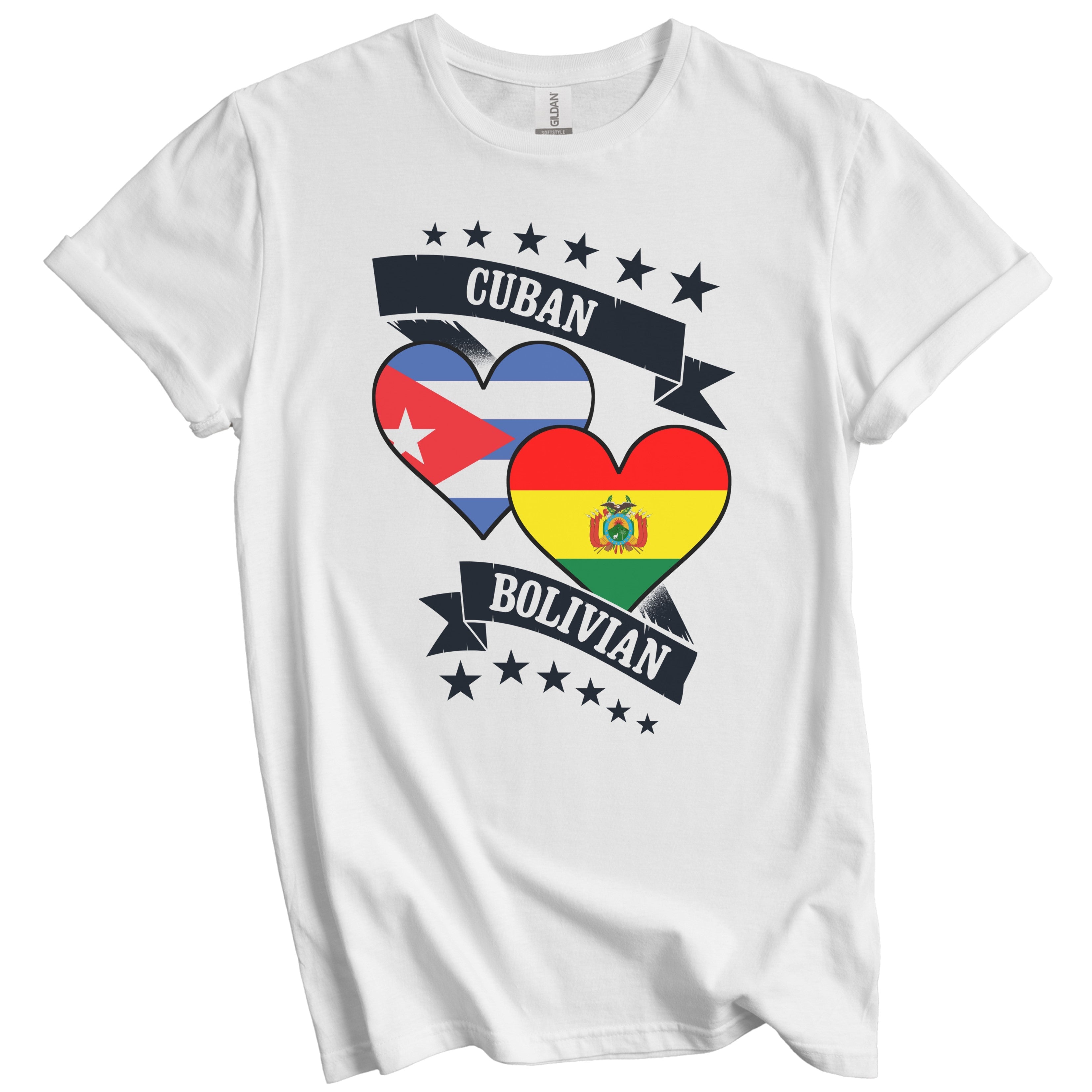 Cuban Bolivian Heart Flags Cuba Bolivia T-Shirt – Really Awesome Shirts