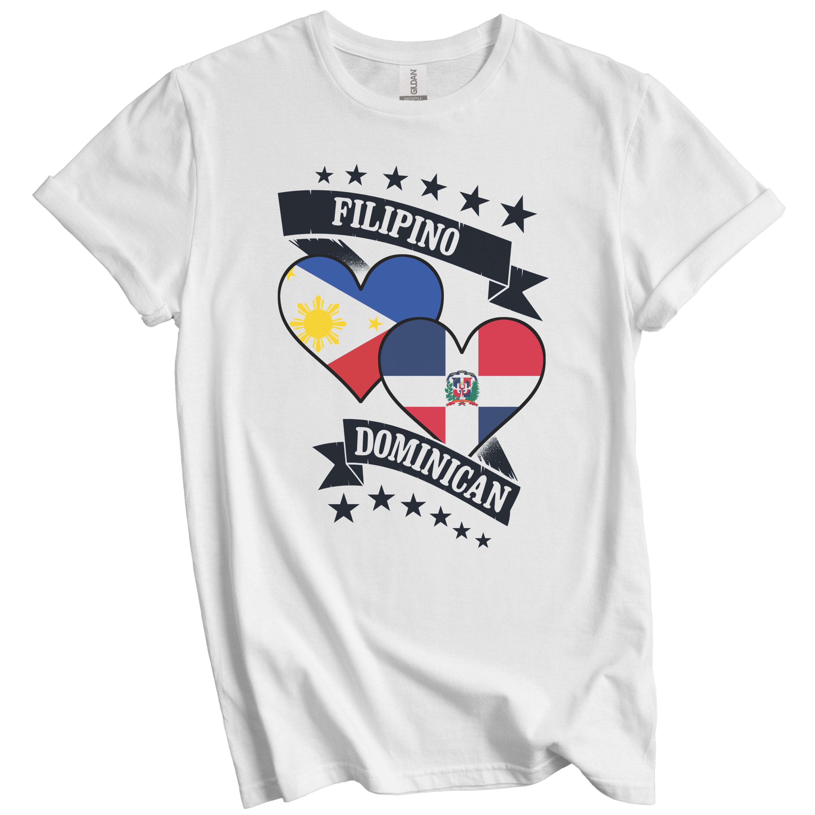 Filipino Dominican Heart Flags Philippines Dominican Republic T-Shirt ...