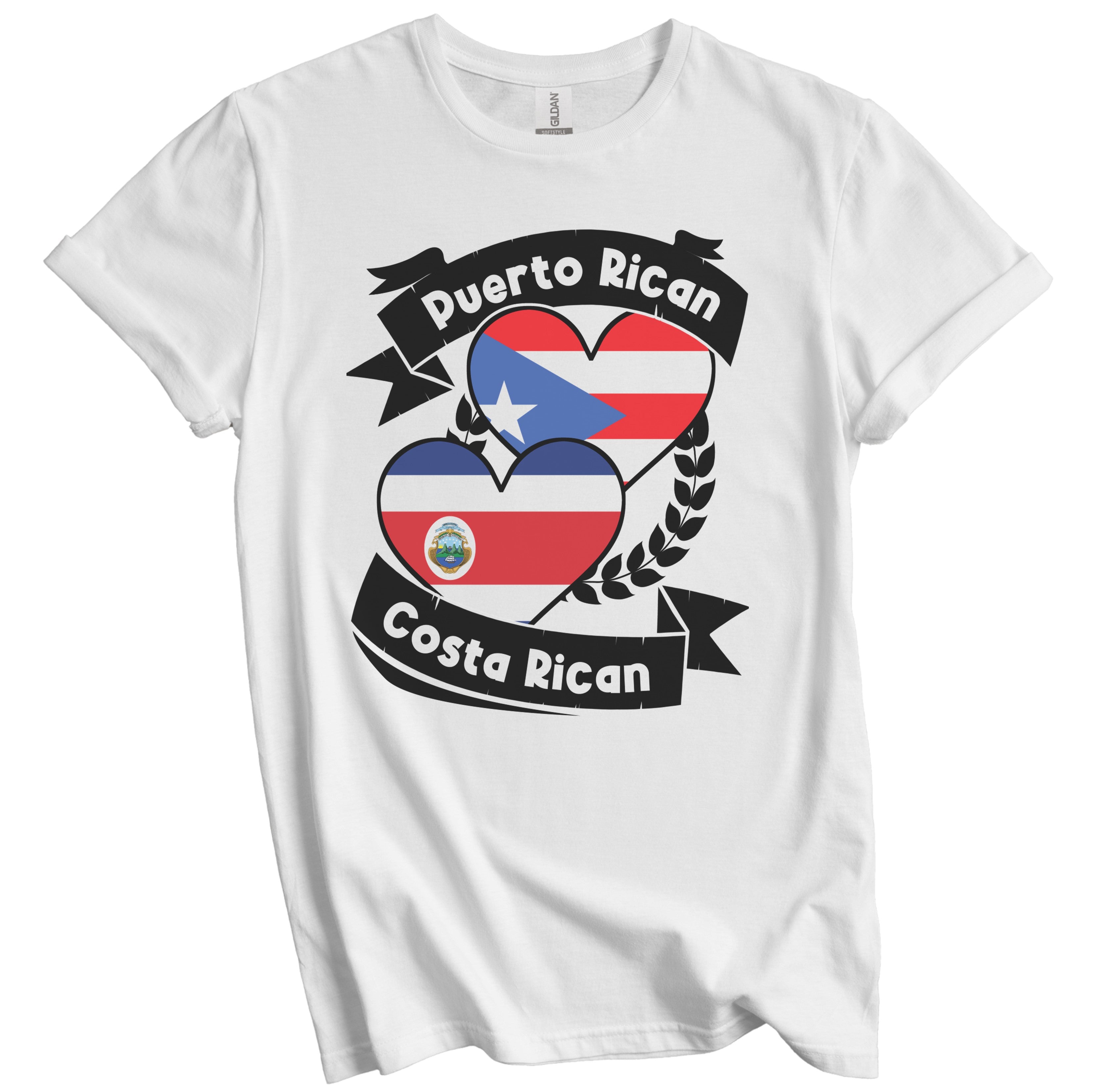 Puerto Rican Costa Rican Heart Flags Puerto Rico Costa Rica T-Shirt ...
