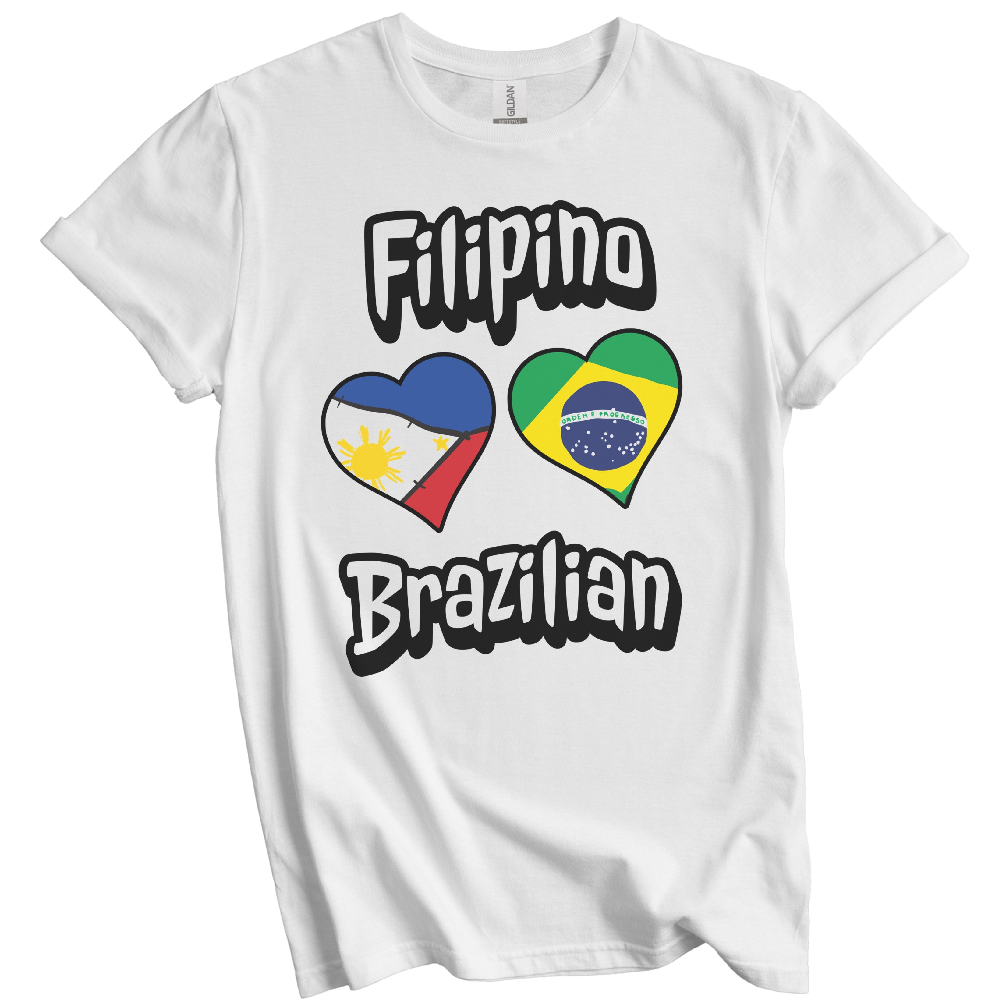 Filipino Brazilian Flag Heart Combo Philippines Brazil T-Shirt – Really ...