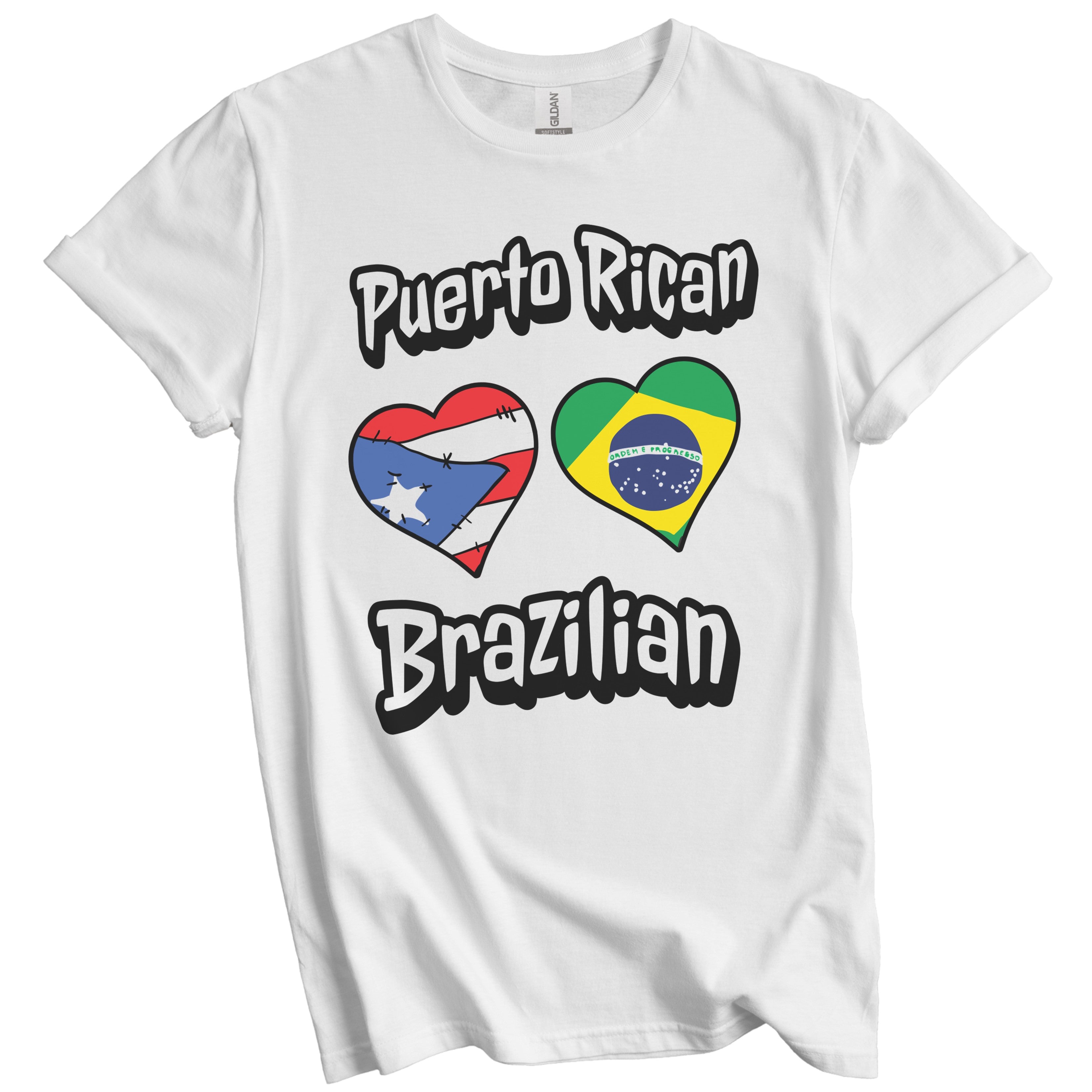 Puerto Rican Brazilian Flag Heart Combo Puerto Rico Brazil T-Shirt ...