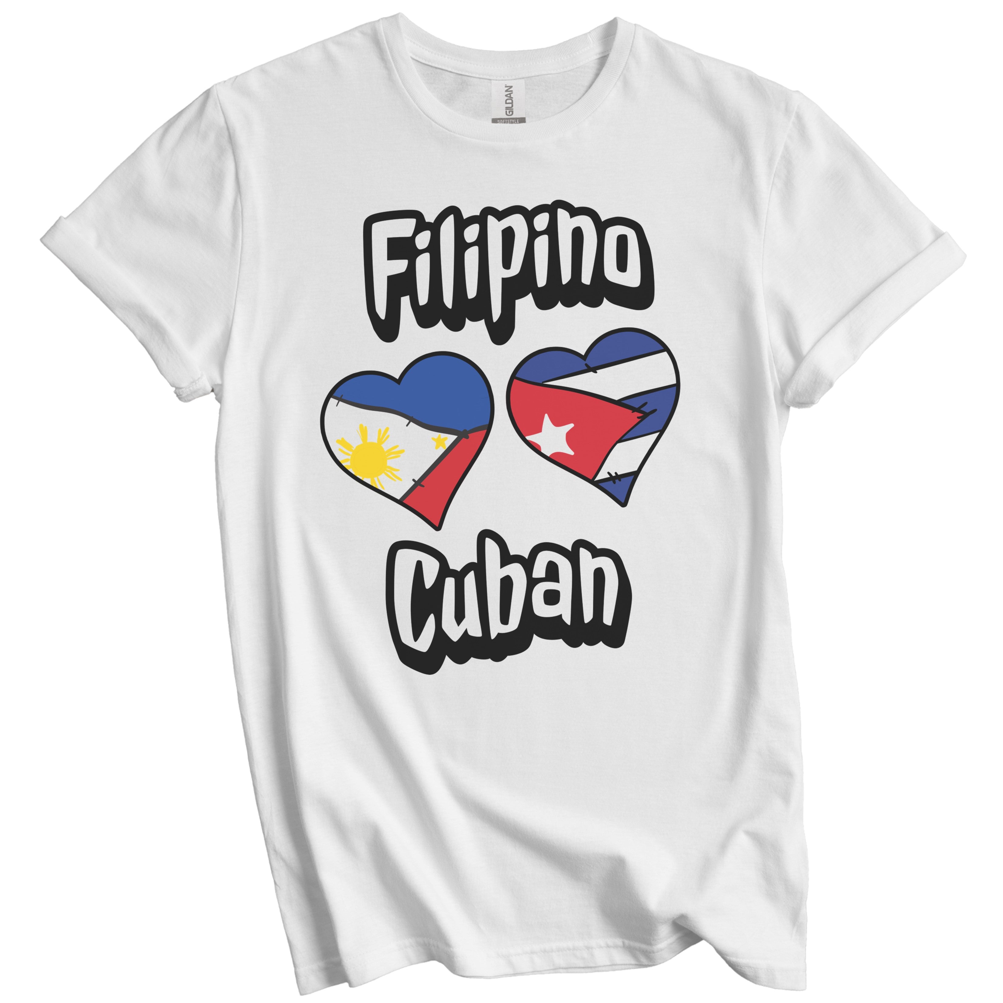 Filipino Cuban Flag Heart Combo Philippines Cuba T-Shirt – Really ...