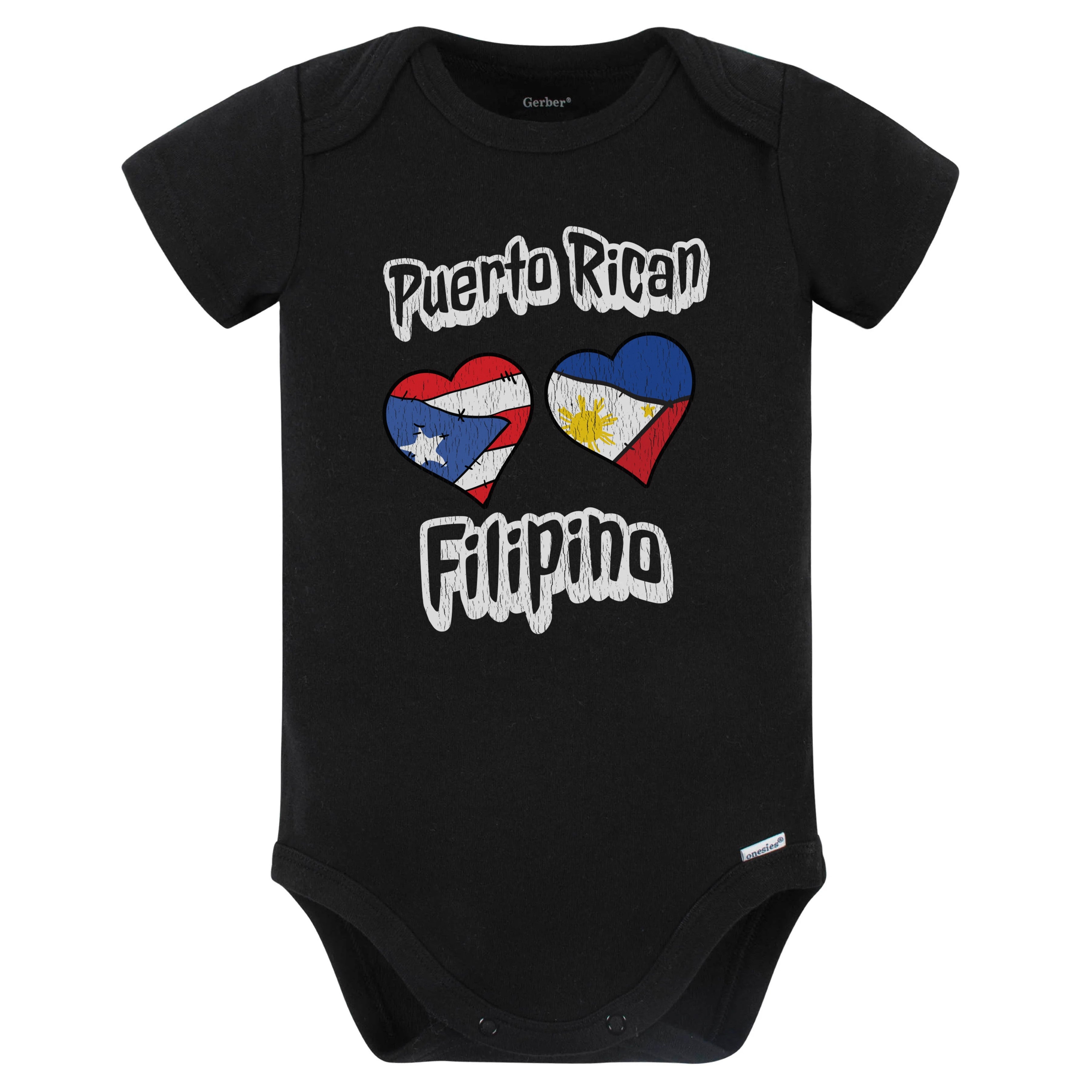 Puerto Rican Filipino Flag Hearts Puerto Rico Philippines Baby Bodysui ...