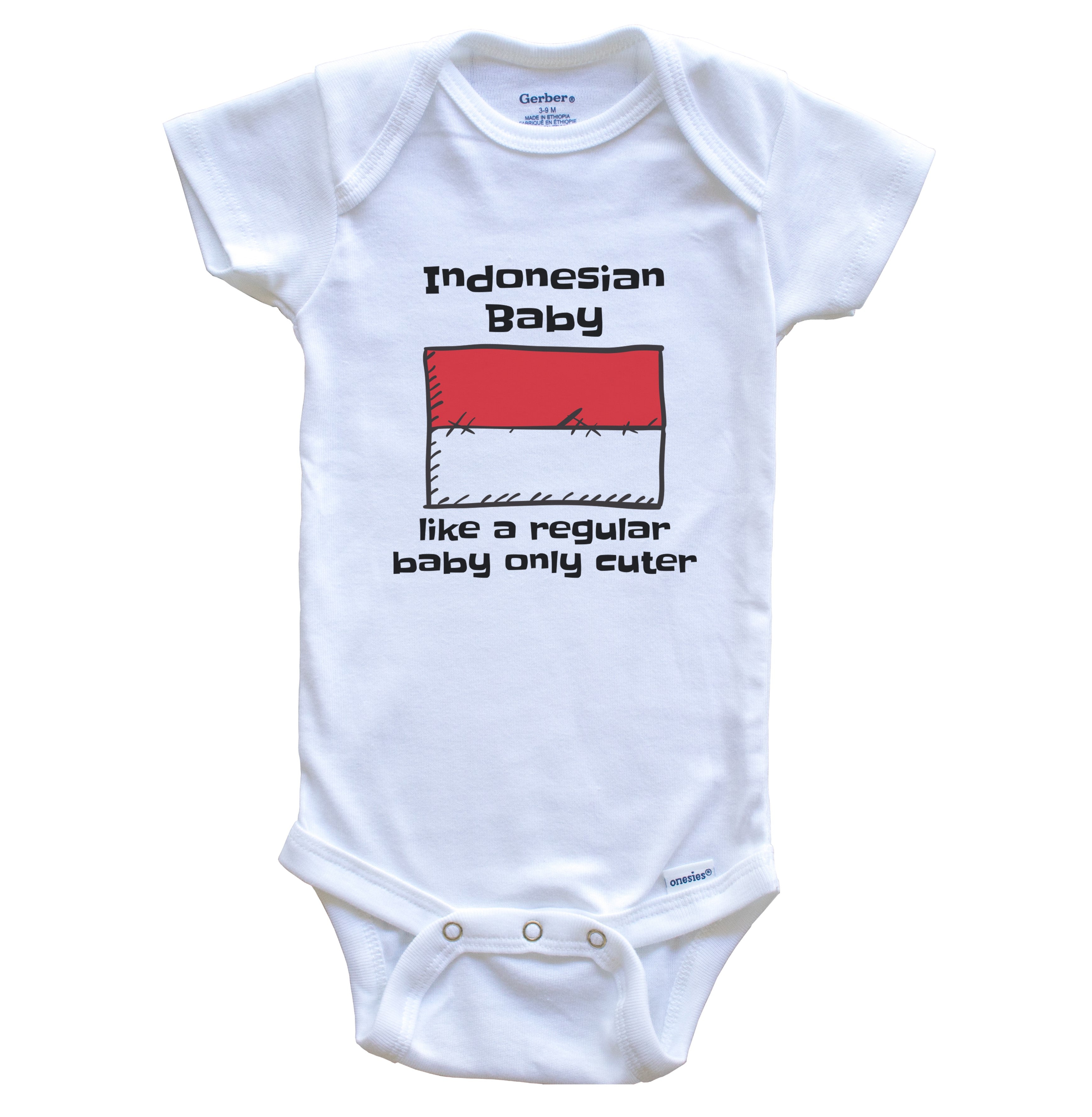 Indonesian Baby Like A Regular Baby Only Cuter Funny Indonesia Flag Ba ...