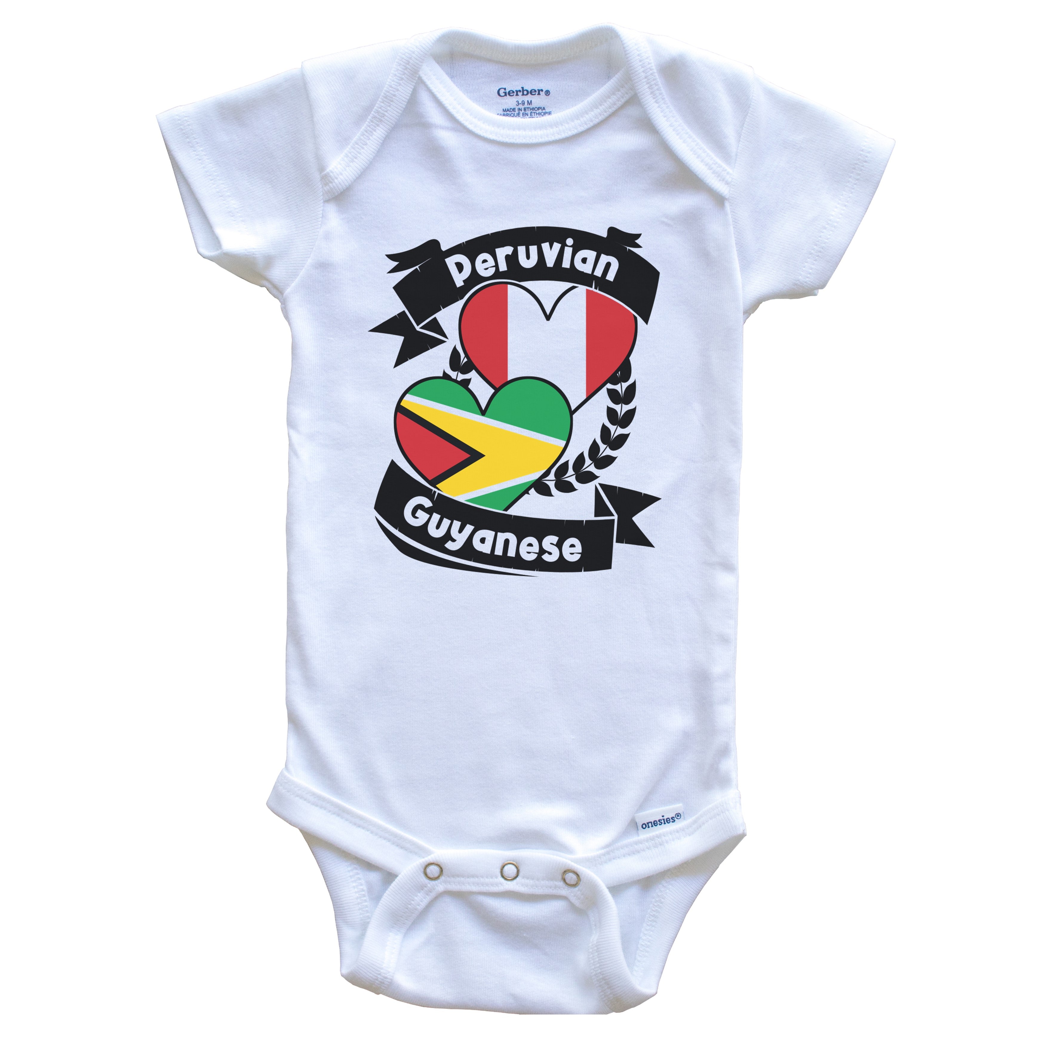 Peruvian Guyanese Heart Flags Peru Guyana Baby Bodysuit – Really ...
