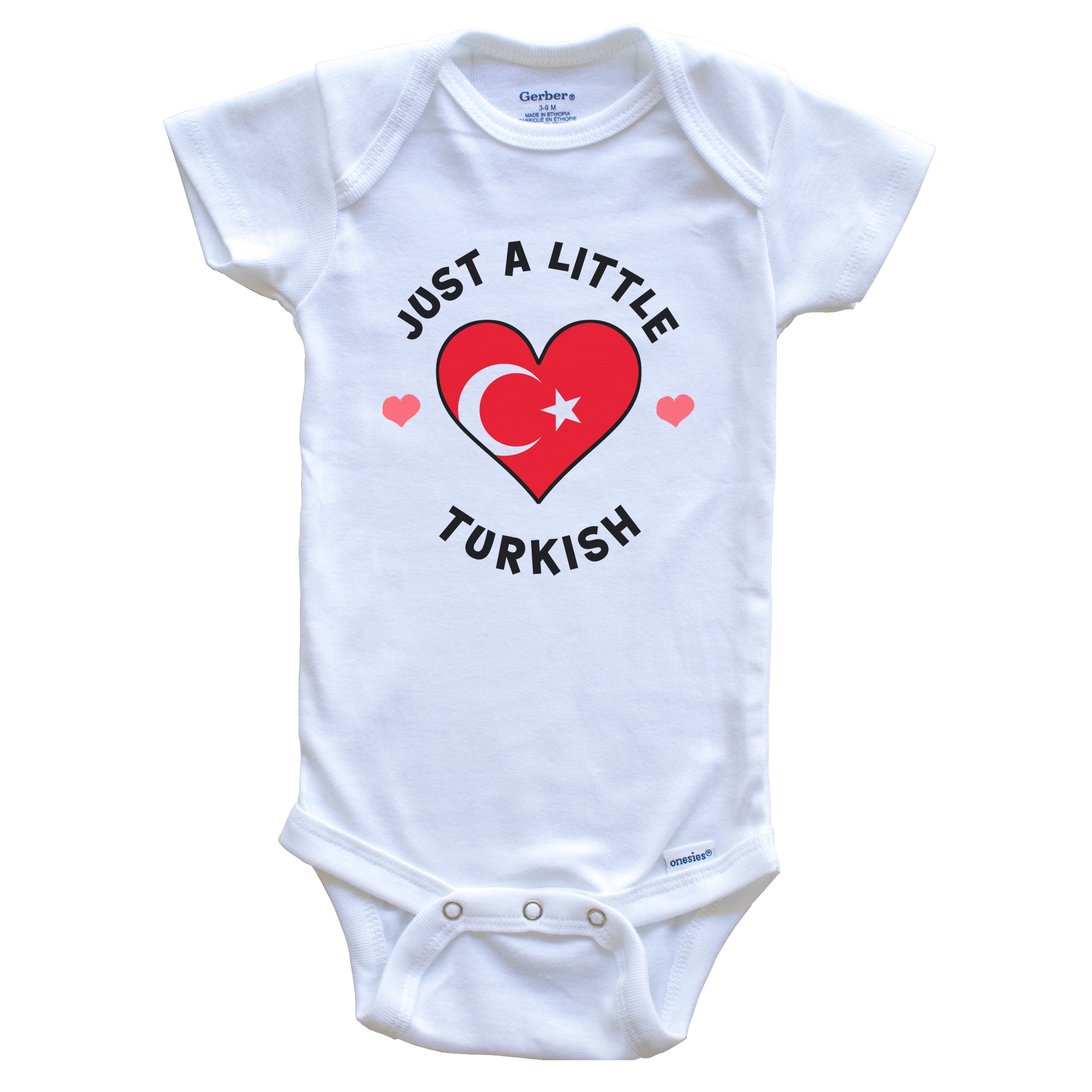 Turkish Flag Heart Just A Little Turkish Turkey Baby Bodysuit – Really ...
