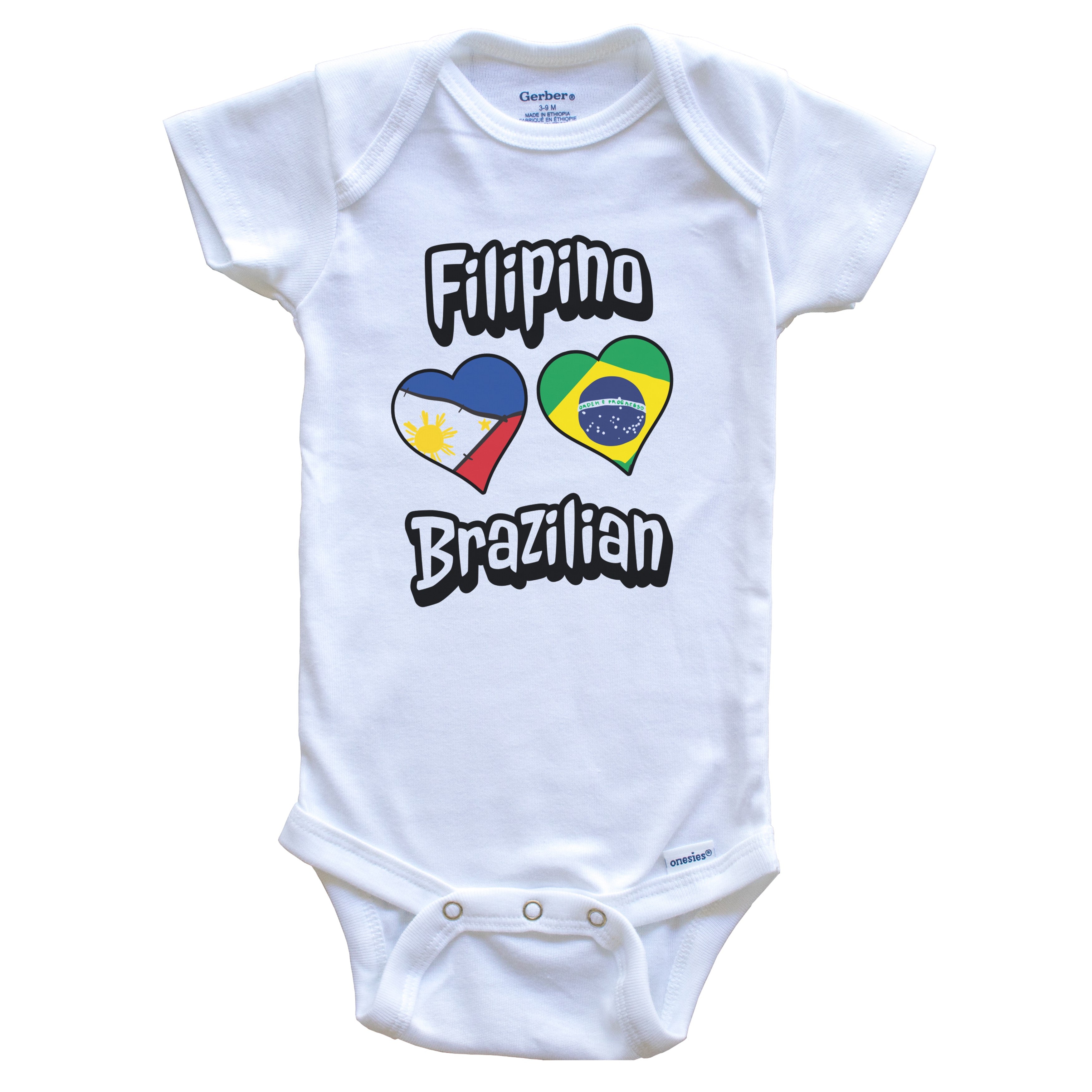 Filipino Brazilian Flag Heart Combo Philippines Brazil Baby Bodysuit ...