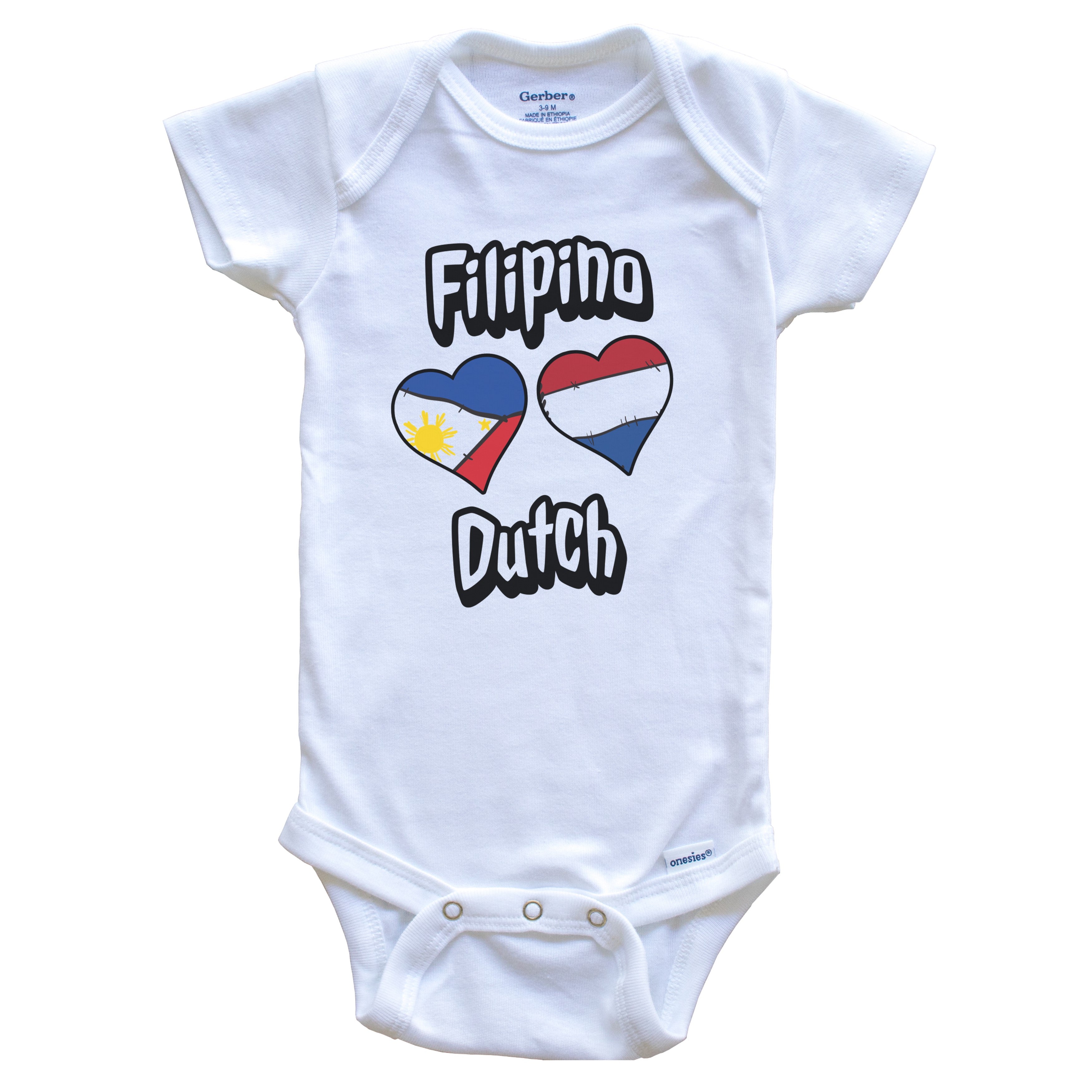 Filipino Dutch Flag Heart Combo Philippines Netherlands Baby Bodysuit ...