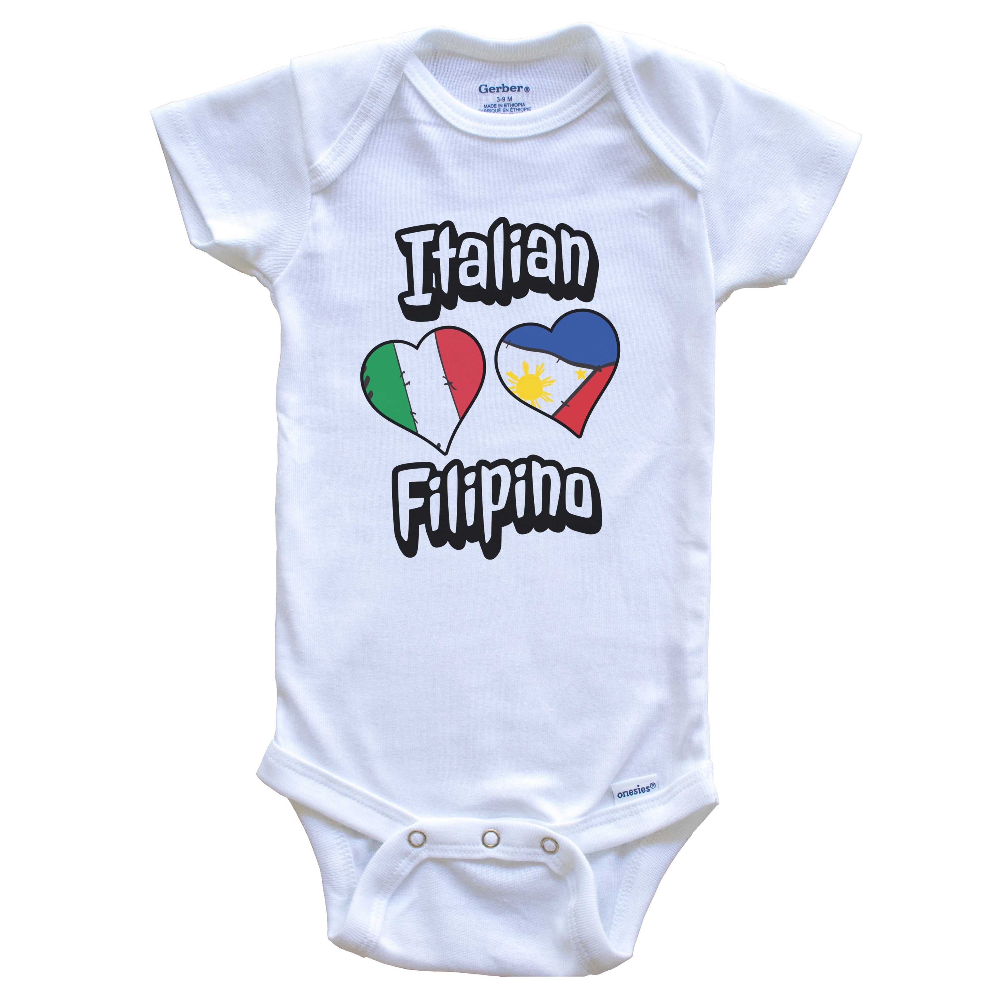 Italian Filipino Flag Heart Combo Italy Philippines Baby Bodysuit ...