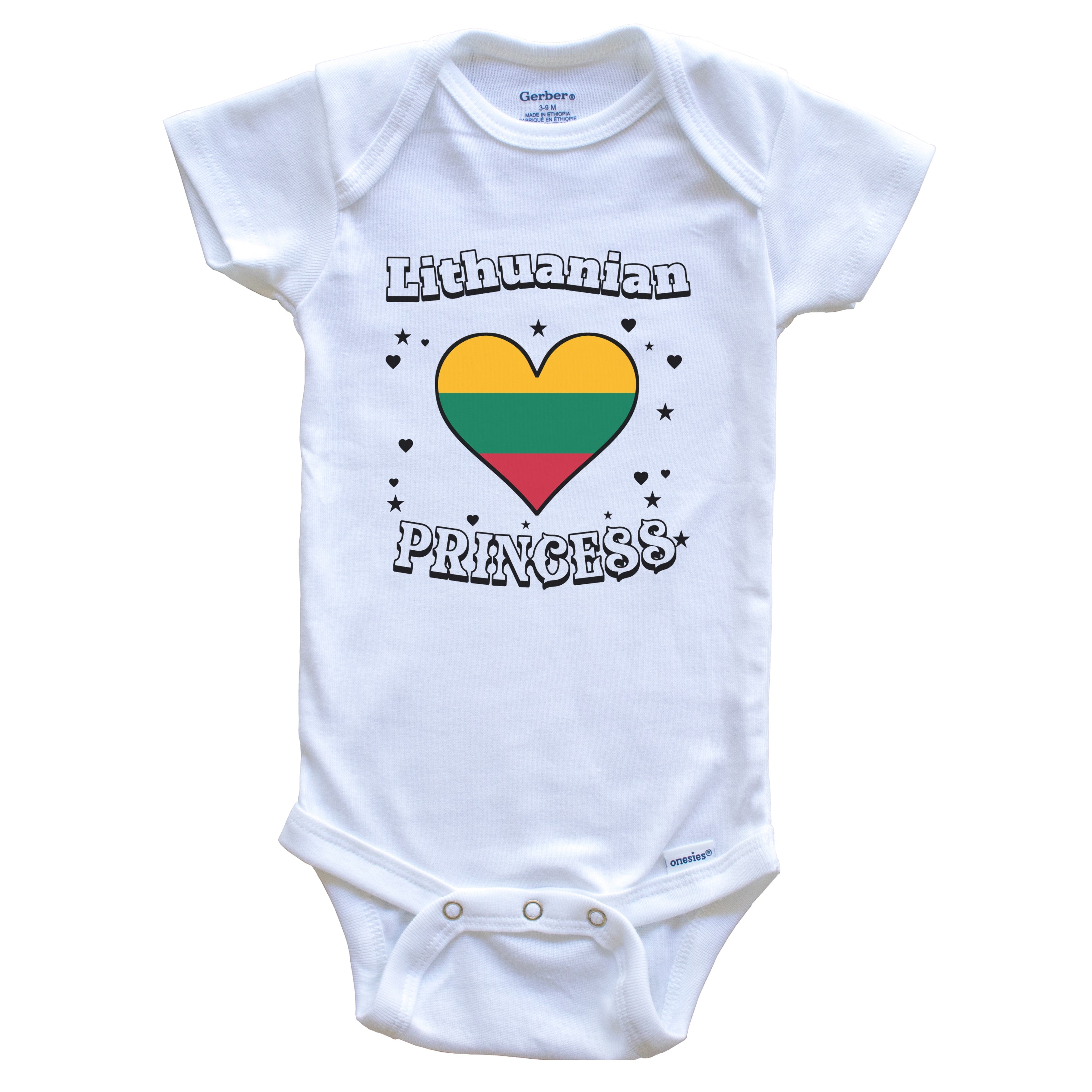 Lithuanian Princess Lithuania Flag Heart Baby Girl Bodysuit – Really ...