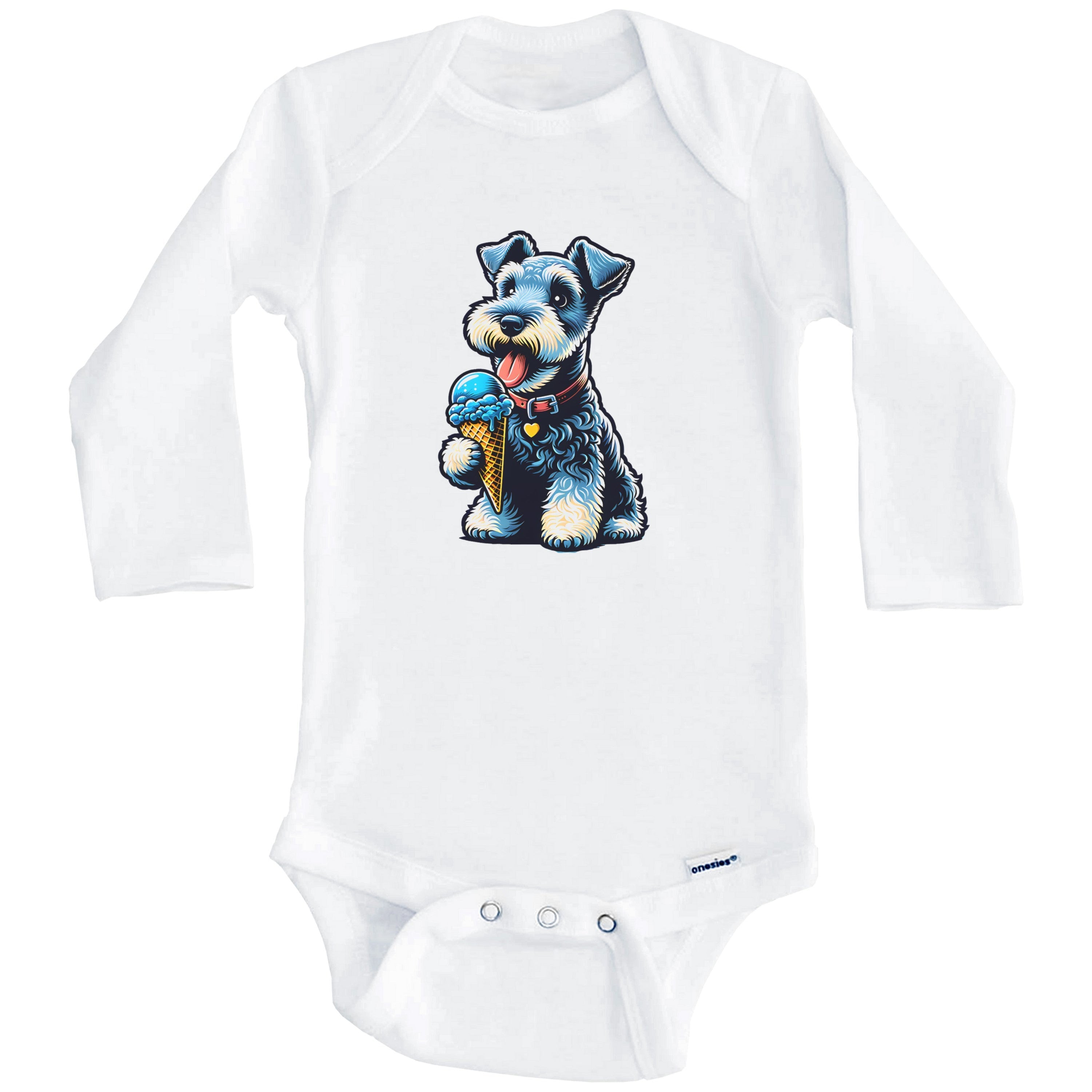 Kerry Blue Terrier Eating Ice Cream Cone Cute Dog Baby Bodysuit (Long ...