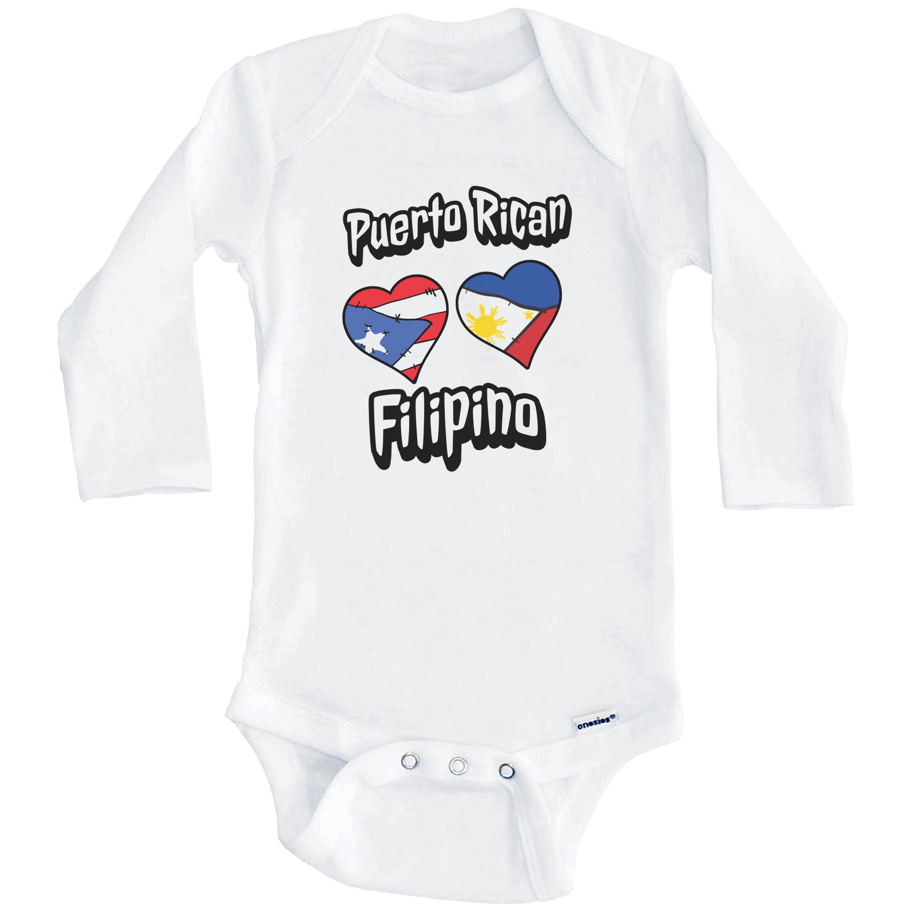 Puerto Rican Filipino Flag Hearts Puerto Rico Philippines Baby Bodysui ...
