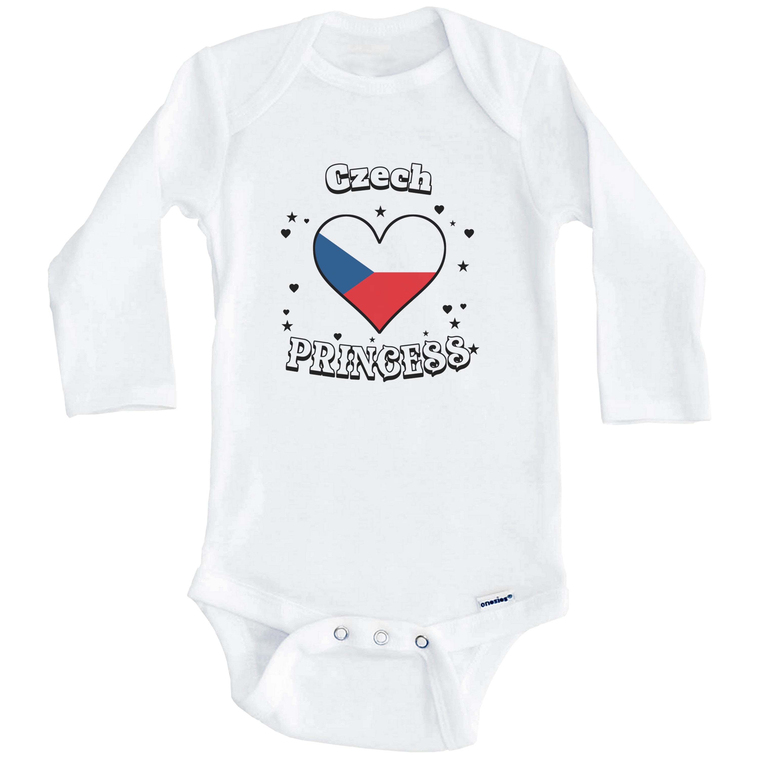 Czech Princess Czech Republic Flag Heart Baby Girl Bodysuit (Long Slee ...