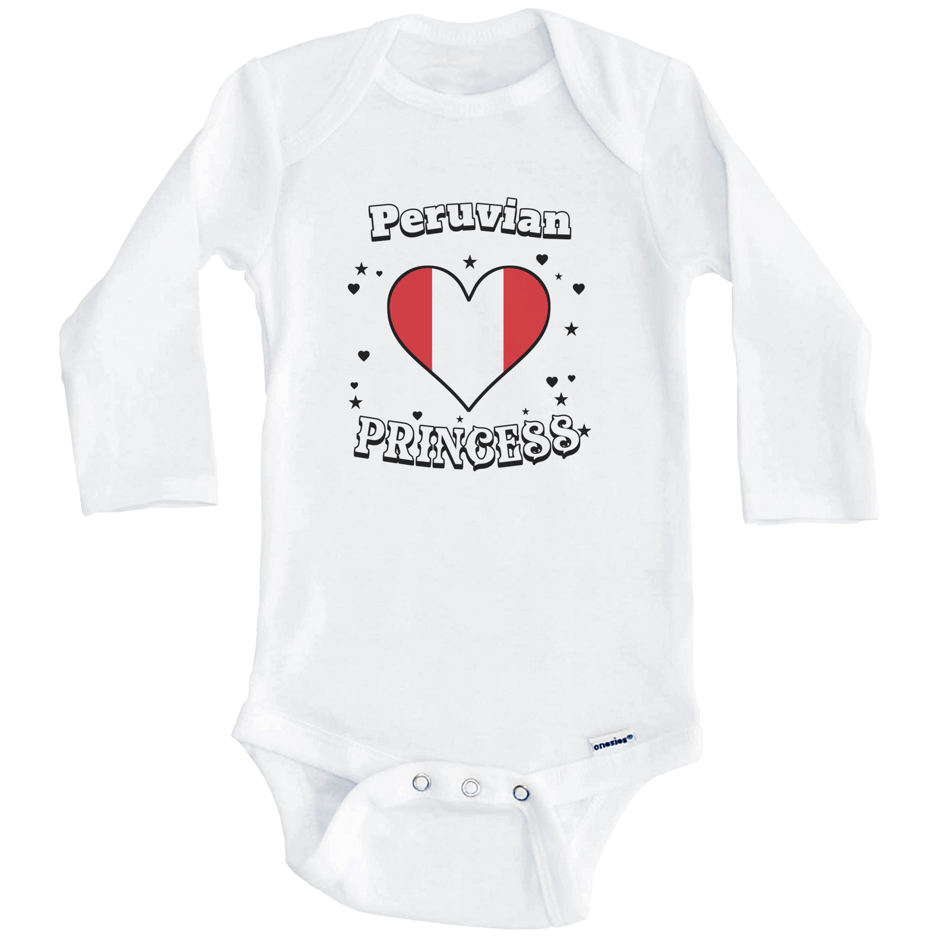 Peruvian Princess Peru Flag Heart Baby Girl Bodysuit (Long Sleeves ...