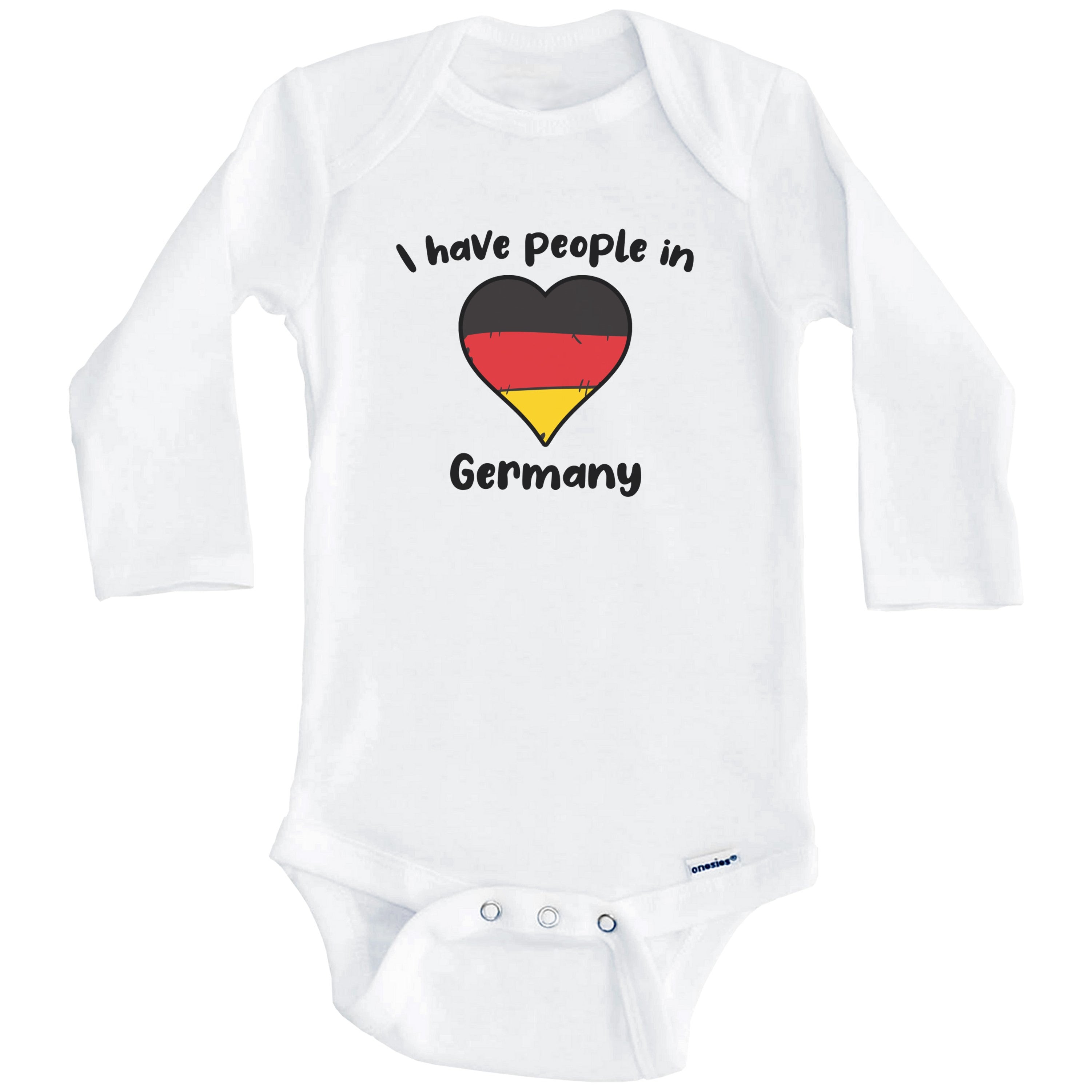 German Flag Heart I Have People In Germany Baby Bodysuit (Long Sleeves ...