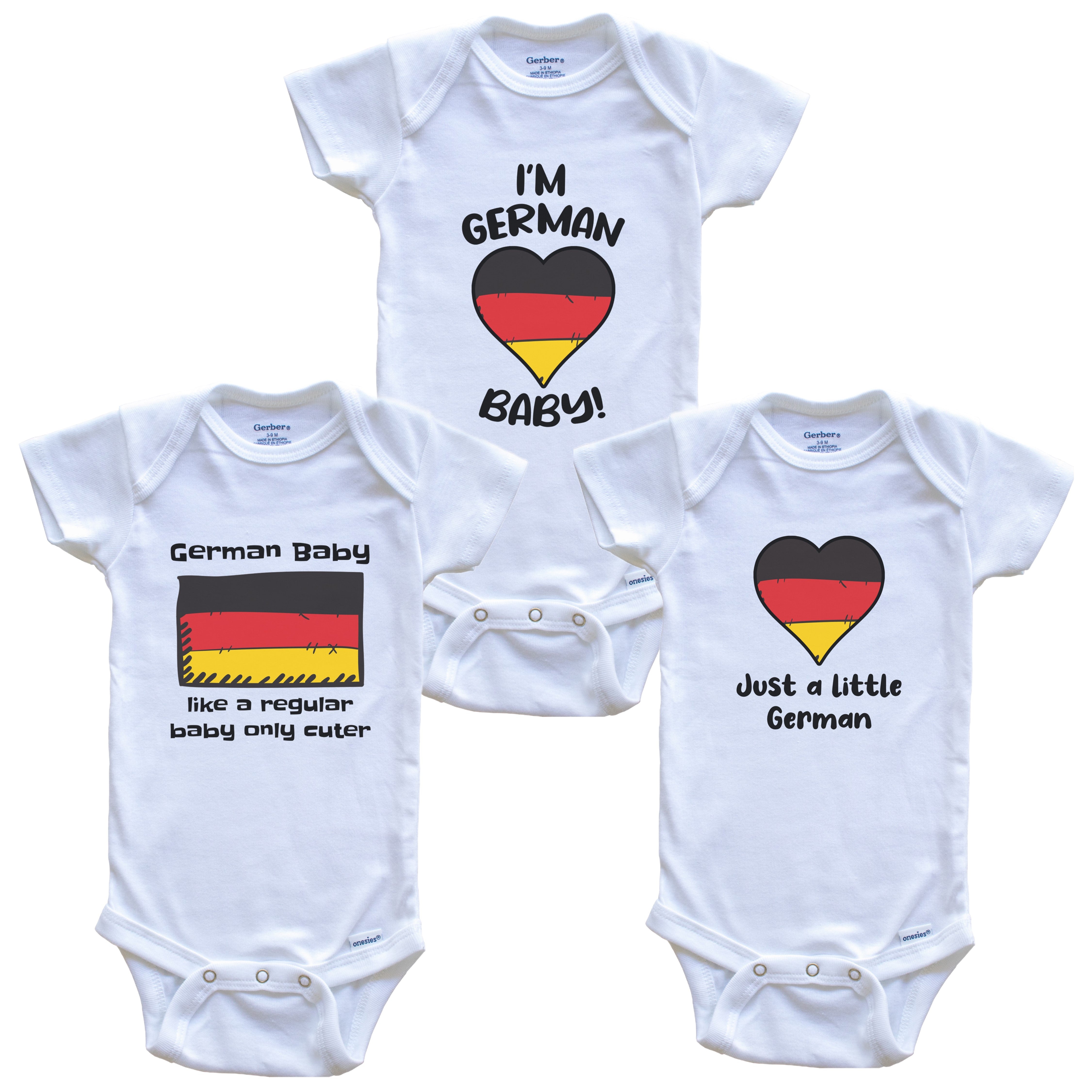 German Baby Bodysuits Funny Germany Flag 3 Piece Gift Set – Really ...