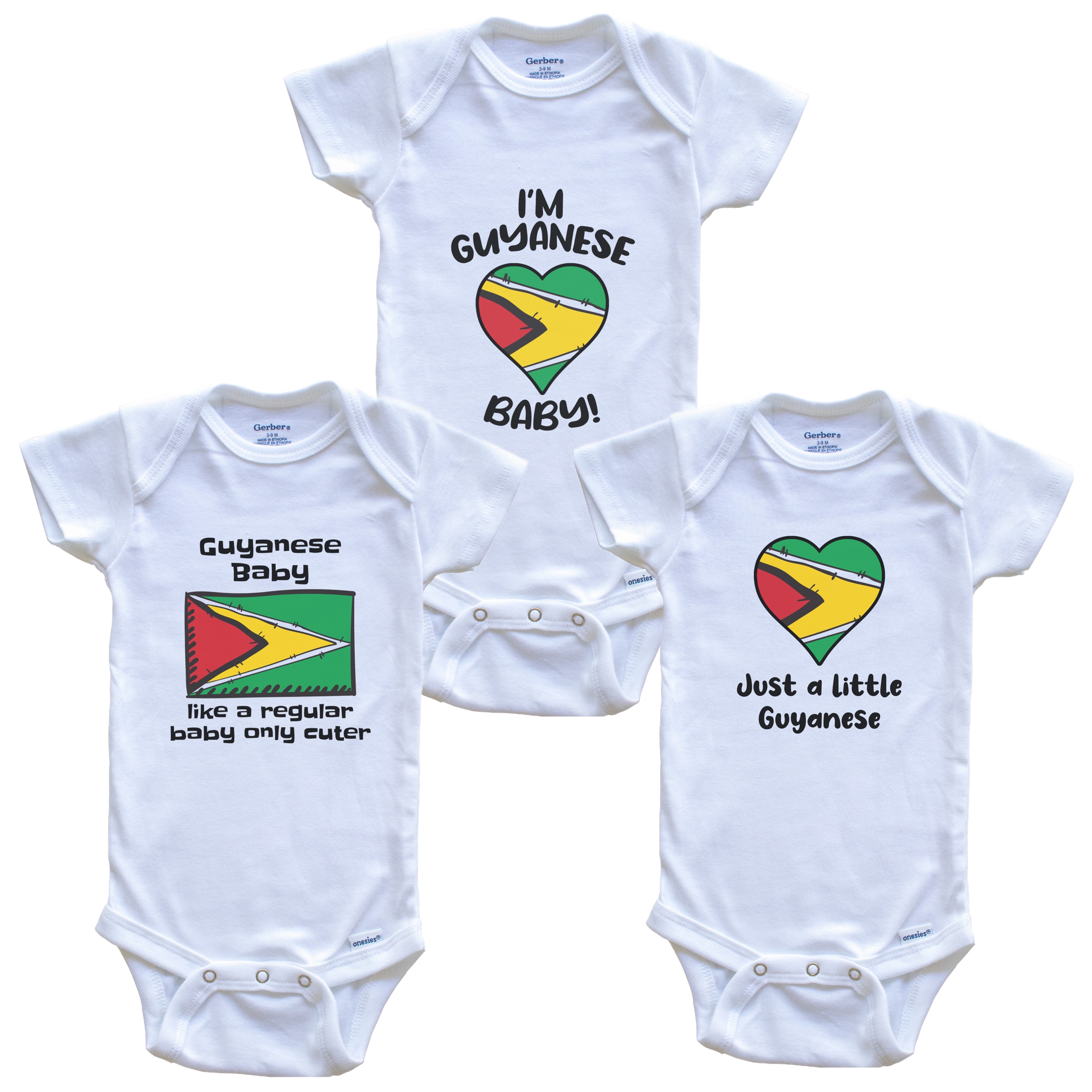 Guyanese Baby Bodysuits Funny Guyana Flag 3 Piece Gift Set – Really ...