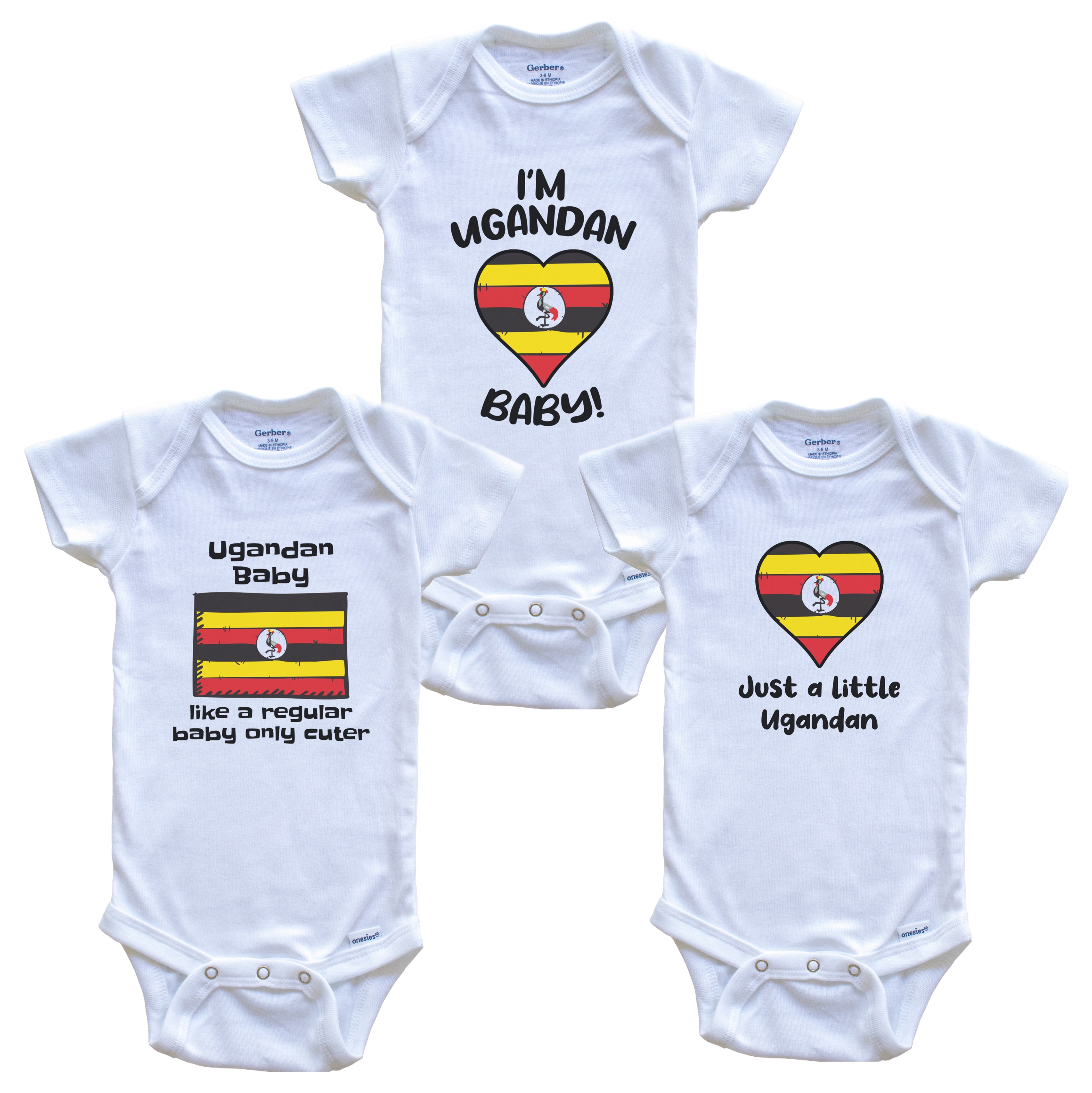 Ugandan Baby Bodysuits Funny Uganda Flag 3 Piece Gift Set – Really ...