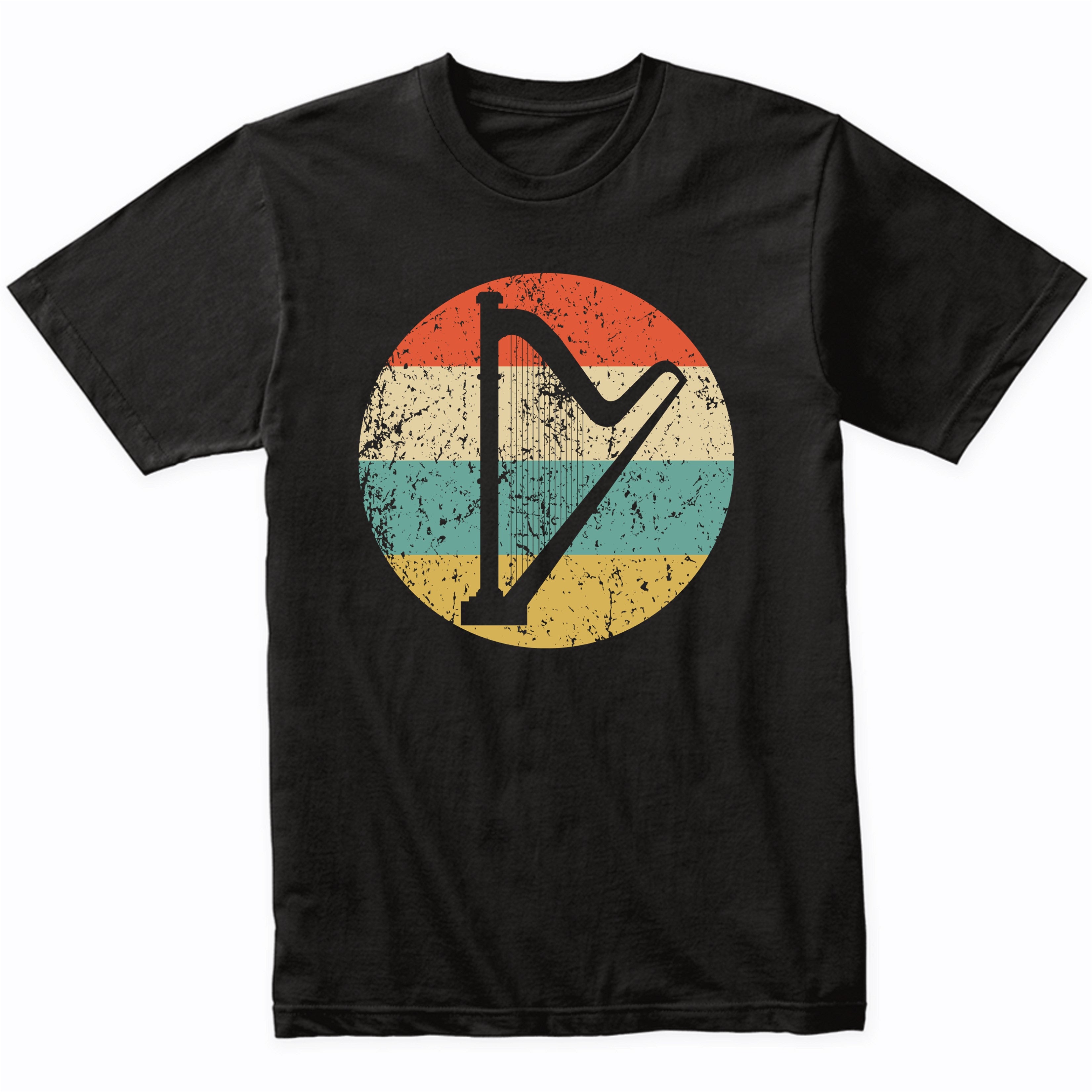 Harp Silhouette Retro Music Musician Musical Instrument T-Shirt ...