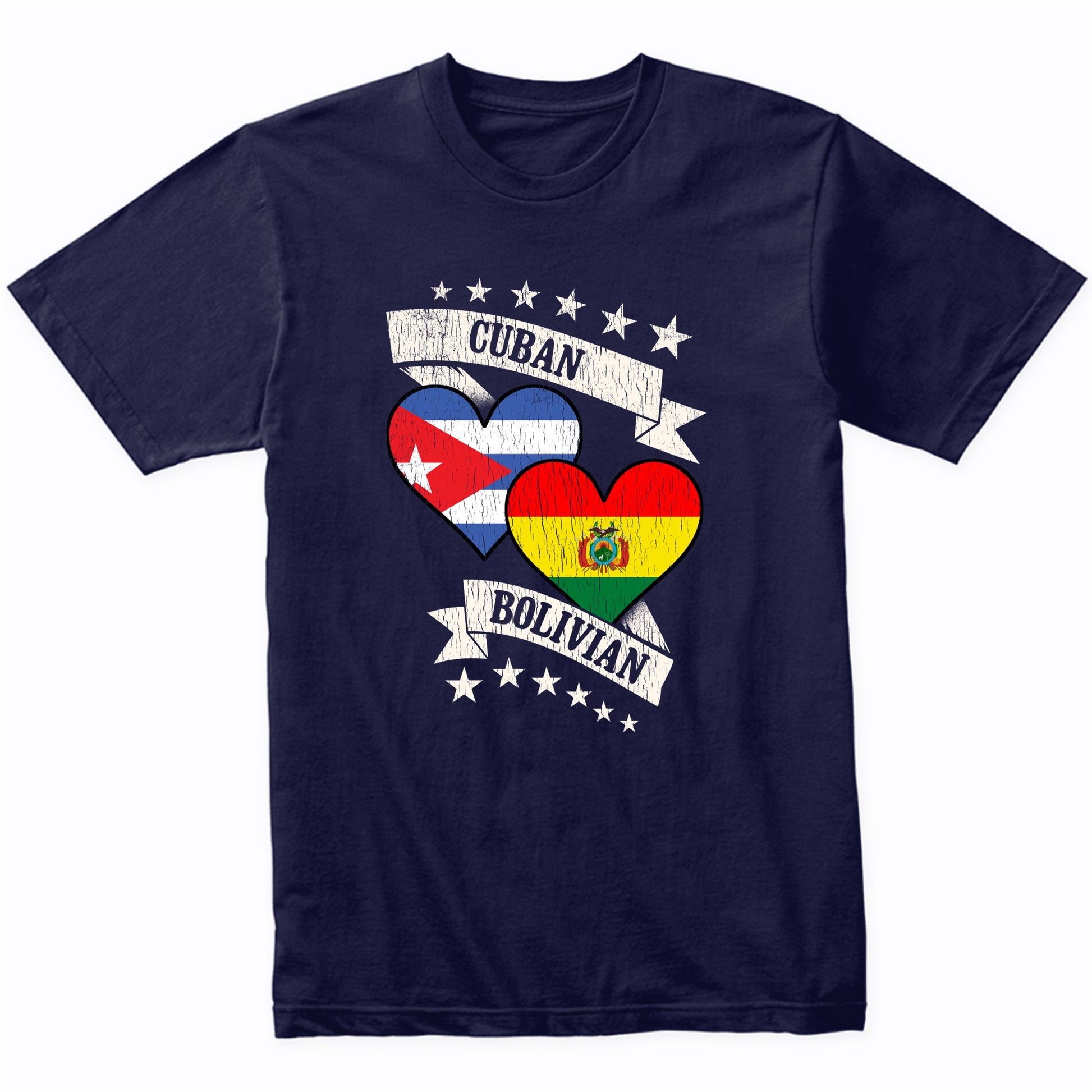 Cuban Bolivian Heart Flags Cuba Bolivia T-Shirt – Really Awesome Shirts