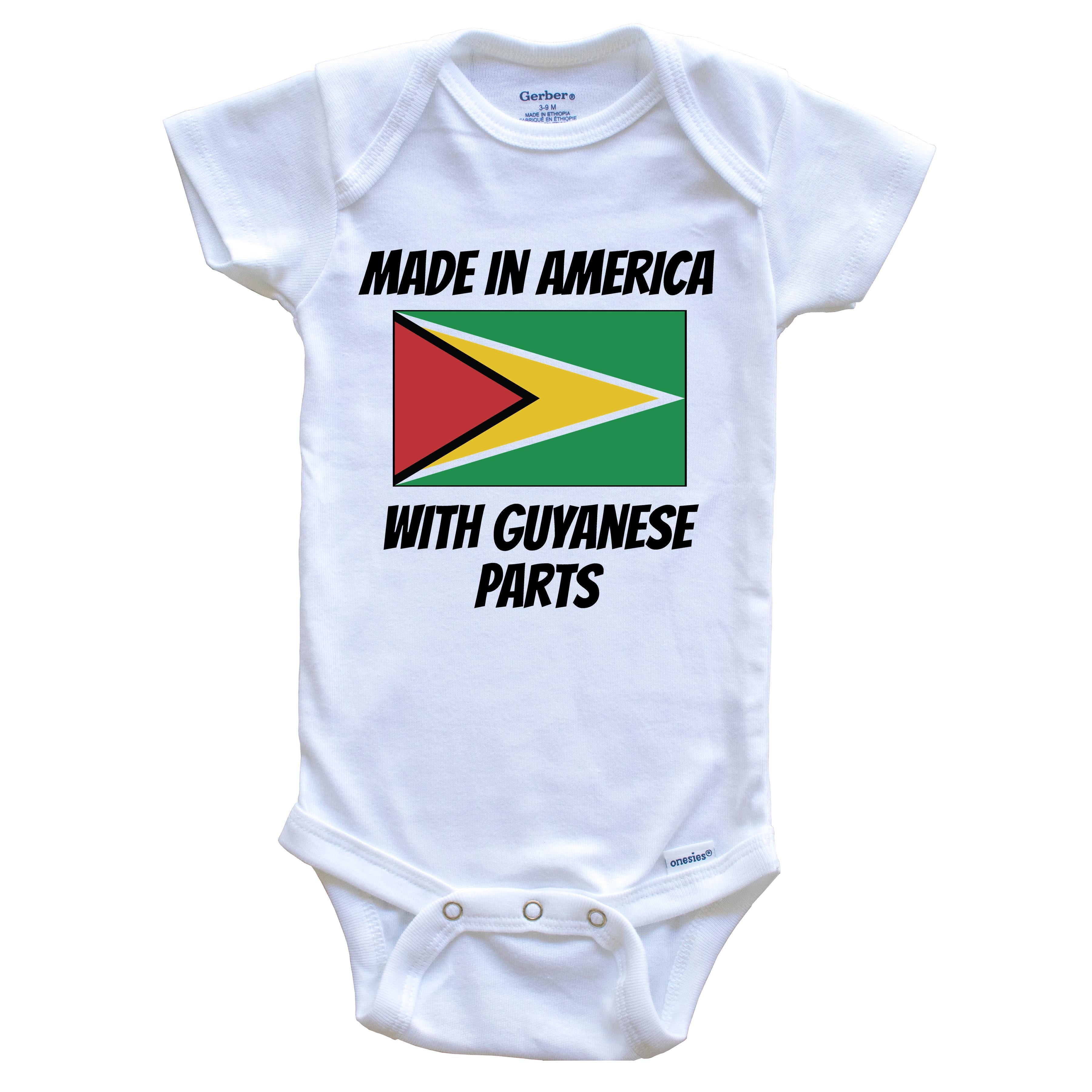 Made In America With Guyanese Parts Guyana Flag Funny Baby Onesie ...