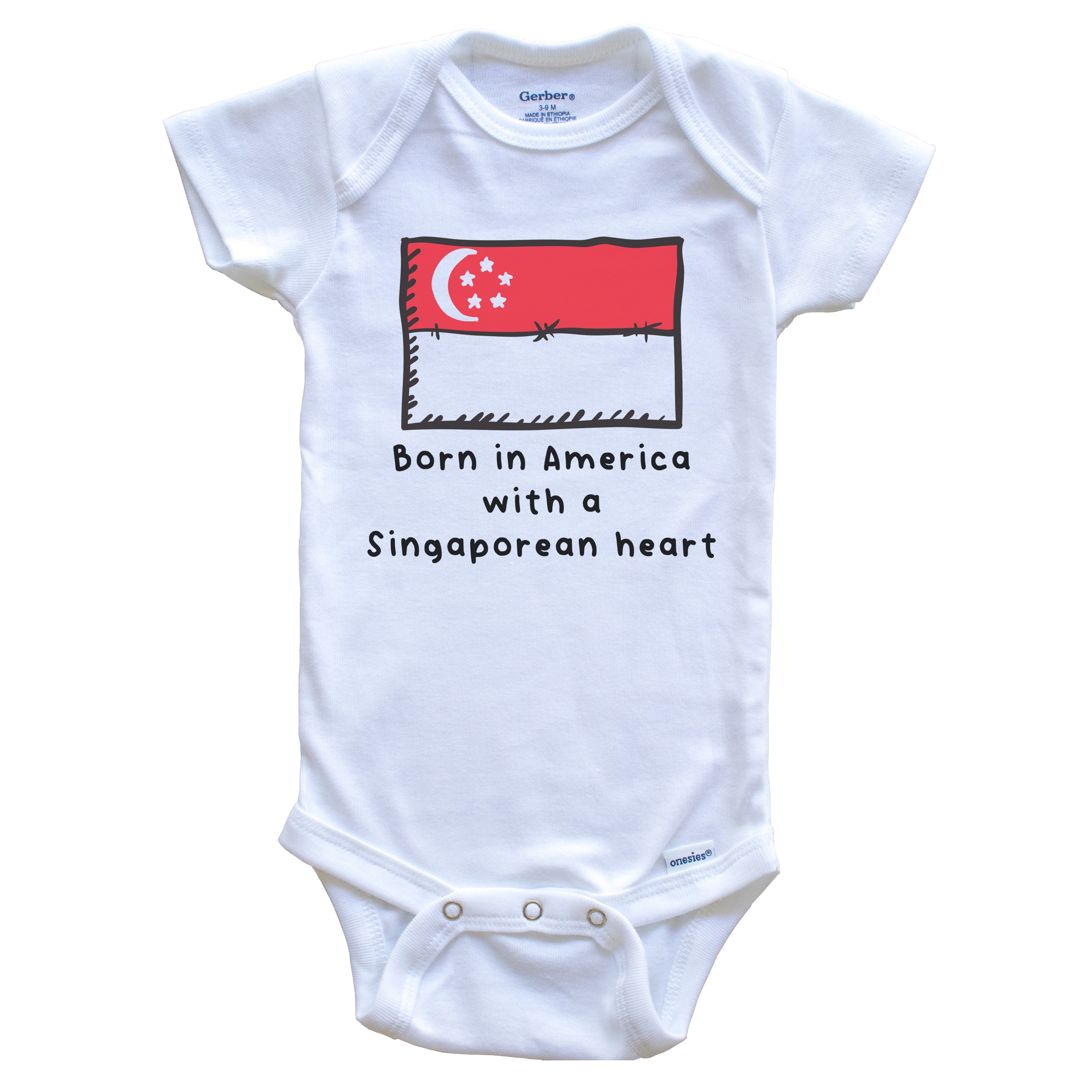 Born In America With A Singaporean Heart Cute Singapore Flag Baby Ones ...