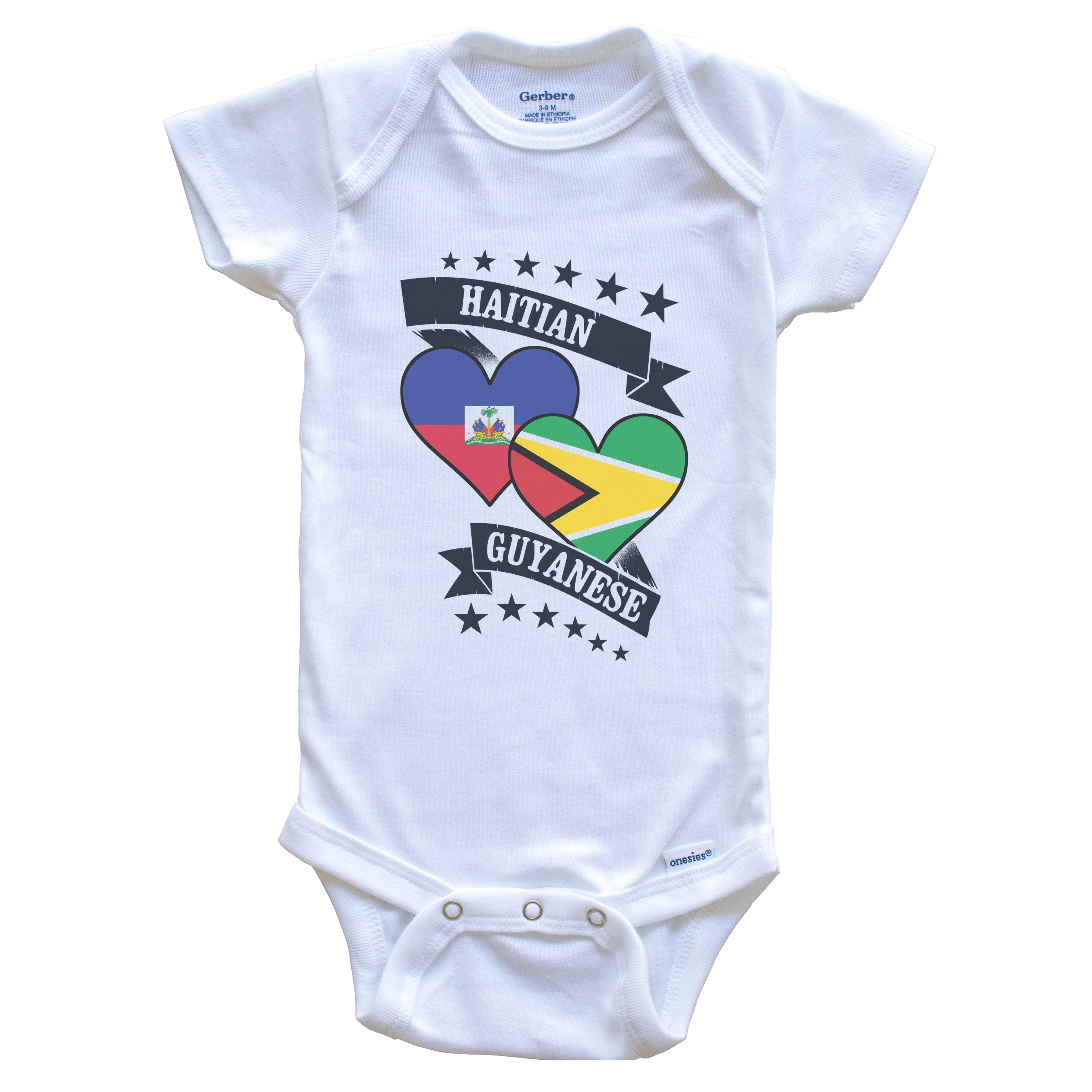 Haitian Guyanese Heart Flags Haiti Guyana Baby Bodysuit – Really ...