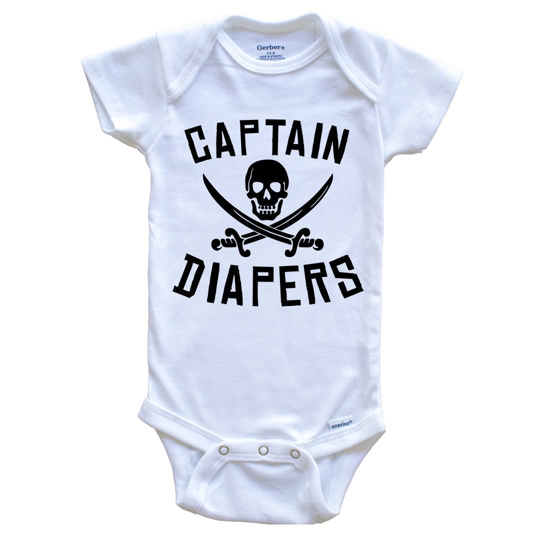Captain Diapers Pirate Skull Funny Baby Onesie – Really Awesome Shirts