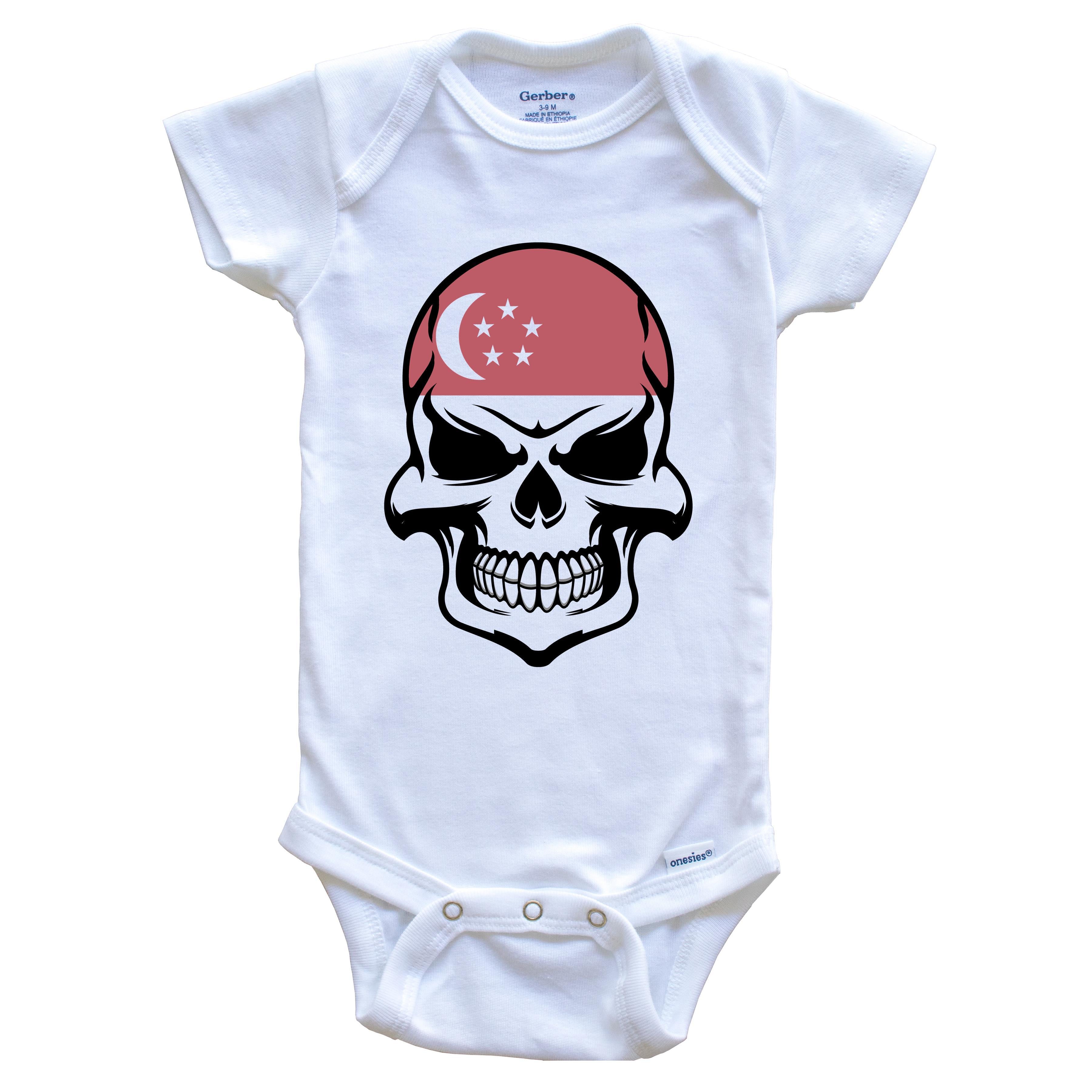 Singaporean Flag Skull Cool Singapore Skull Baby Onesie – Really ...