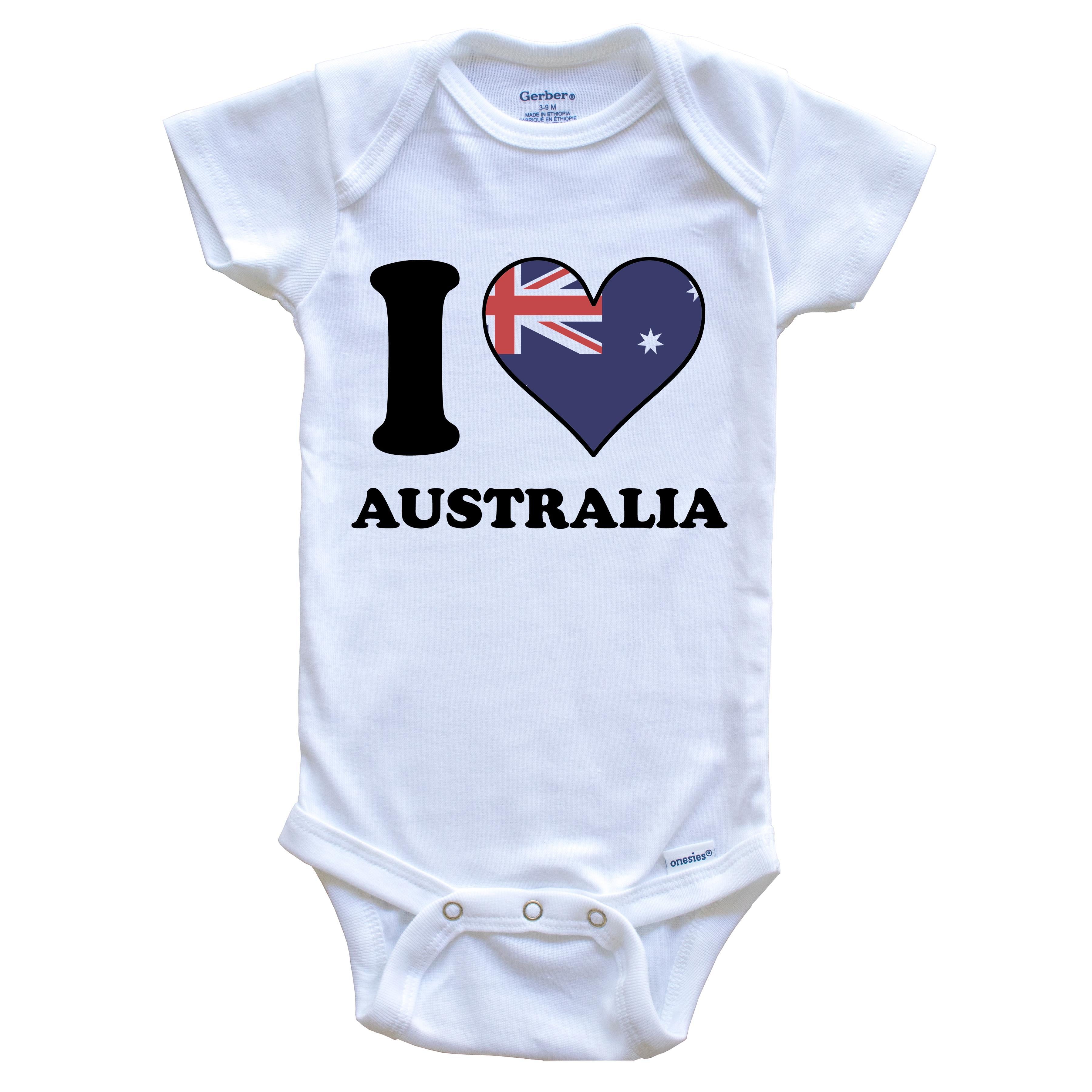 I Love Australia Australian Flag Heart Baby Onesie – Really Awesome Shirts