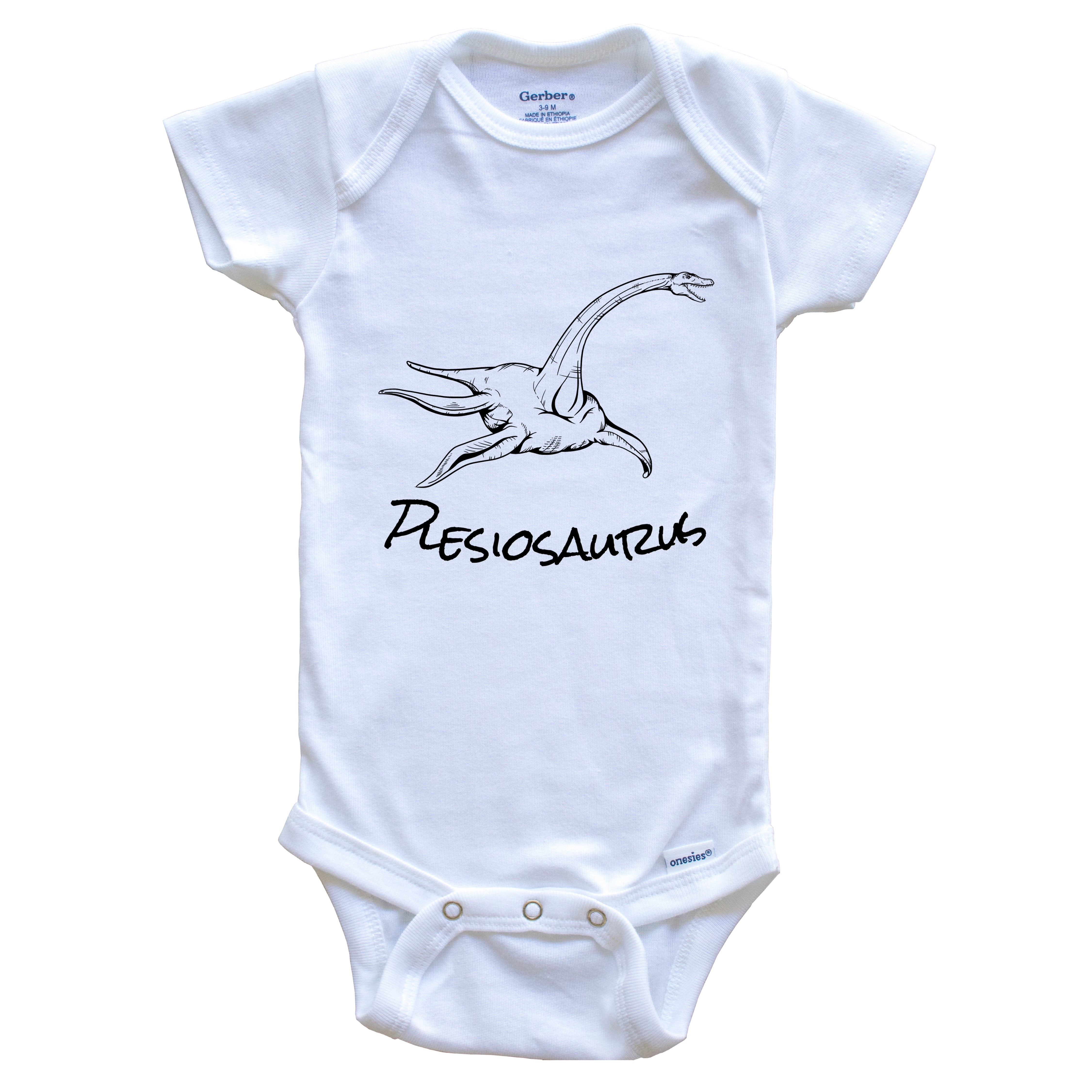Plesiosaurus Sketch Cool Prehistoric Animal Dinosaur Baby Onesie – Really Awesome Shirts