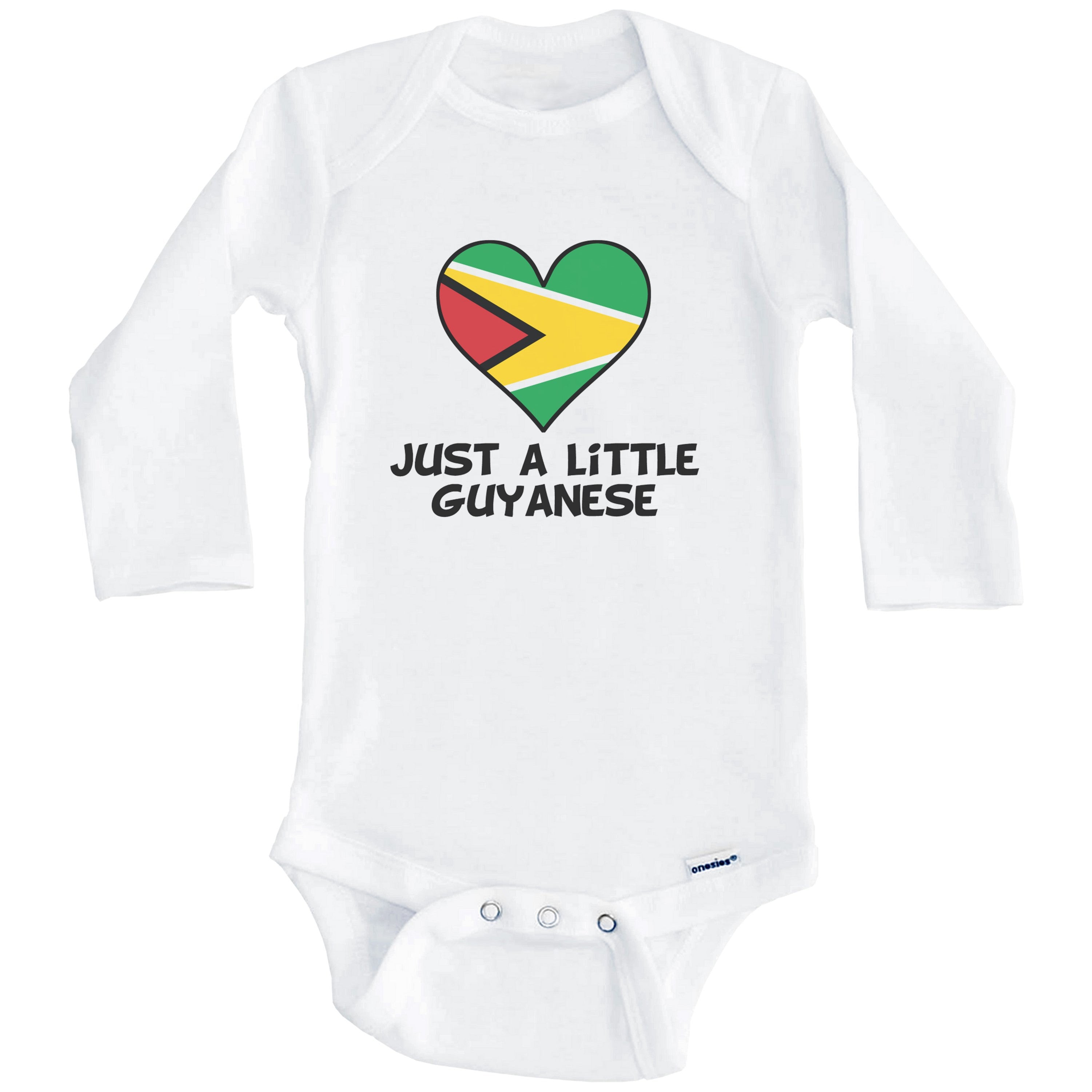 Just A Little Guyanese Onesie - Funny Guyana Flag Baby Bodysuit (Long ...