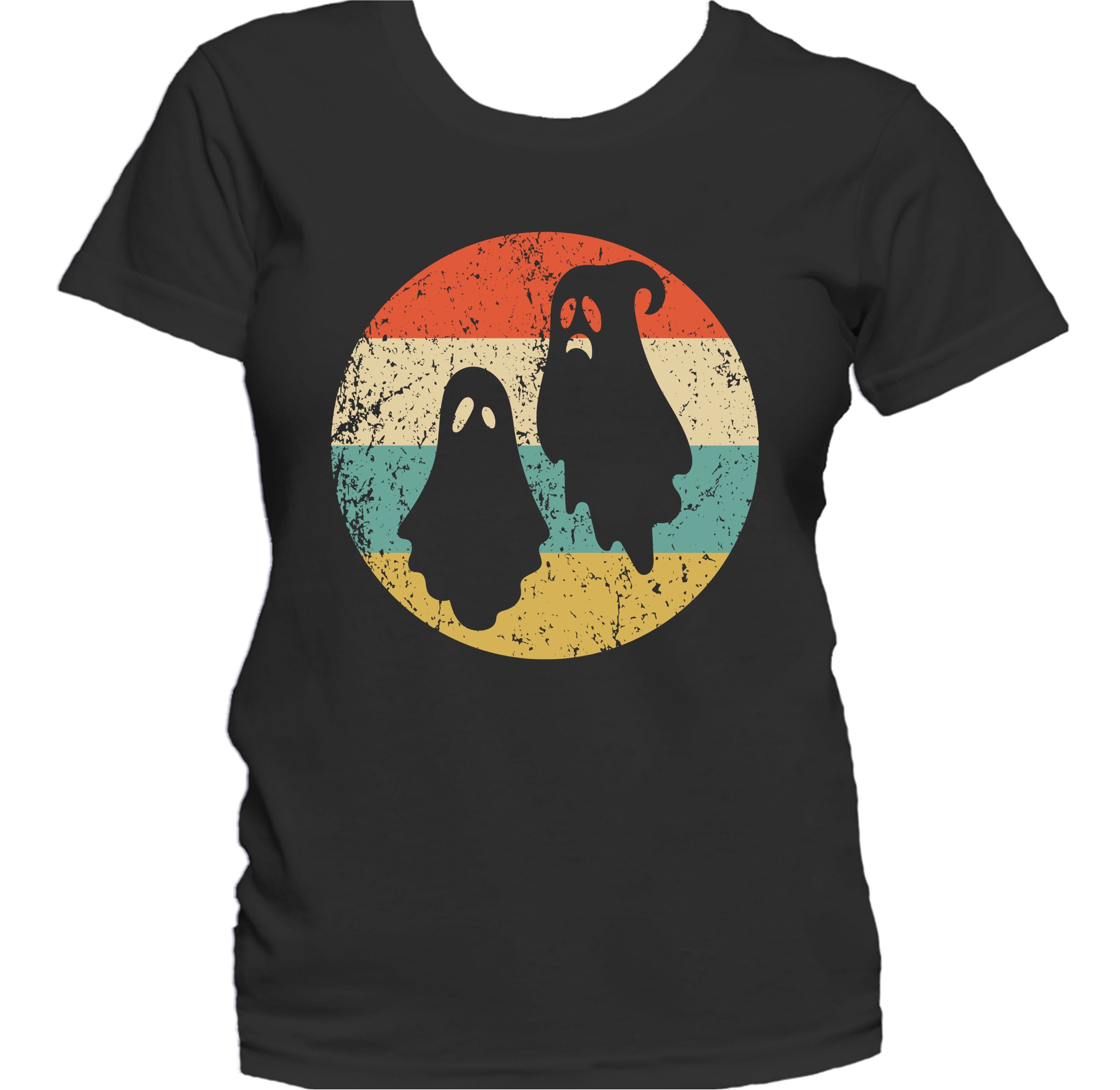 Retro Spooky Scary Ghosts Silhouette Creepy Halloween Women's T-Shirt ...